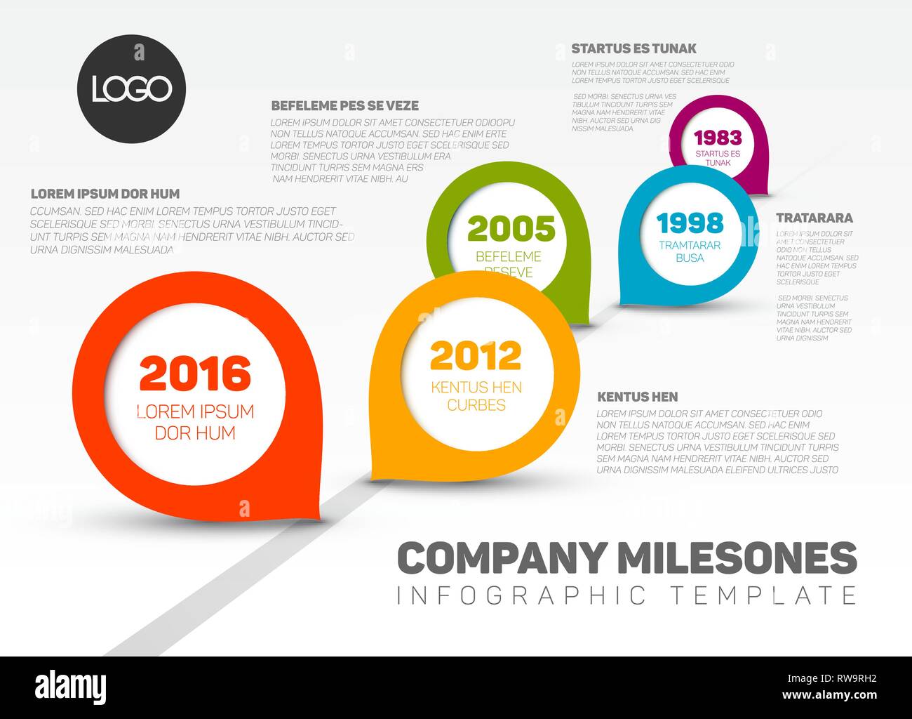 Vector Infographic Company Milestones Timeline Template with fresh ...