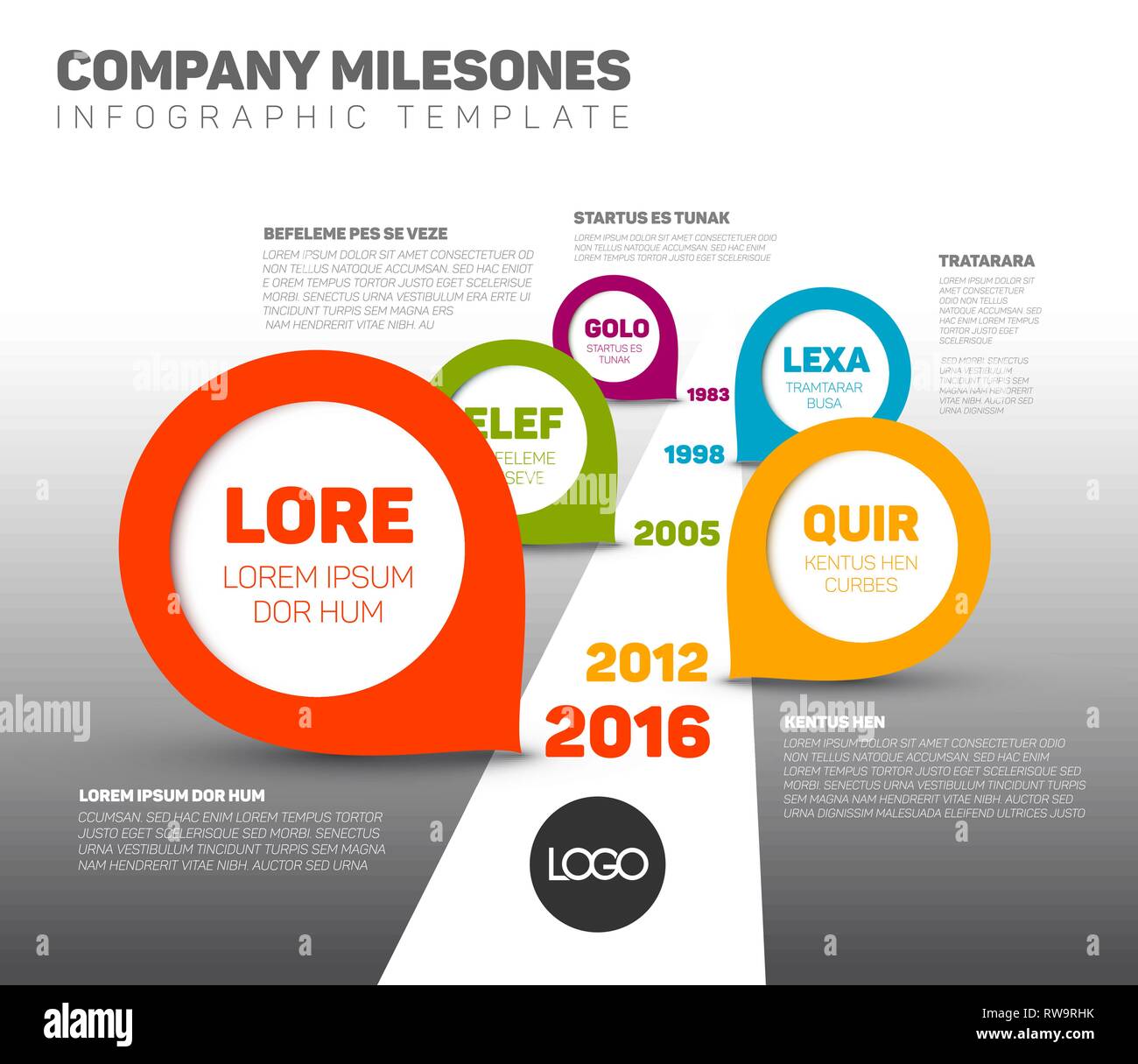 Vector Infographic Company Milestones Timeline Template with pointers ...