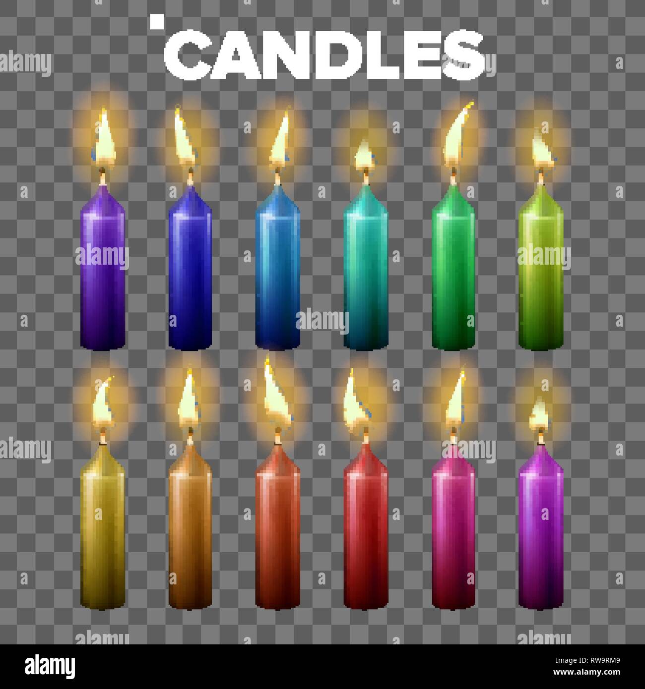 Candles Set Vector. Transparent Background. Paraffin Symbol. Meditation ...