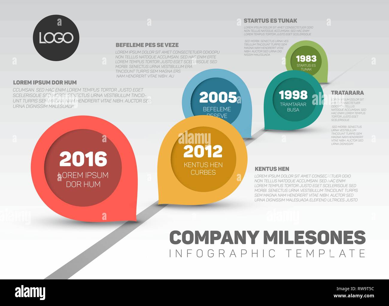 Vector Infographic Company Milestones Timeline Template with retro ...
