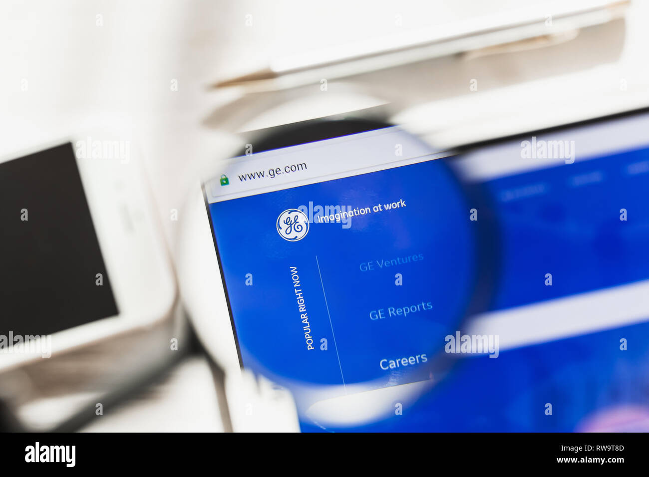 New York, USA - 6 March 2019: General Electric, GE official website ...