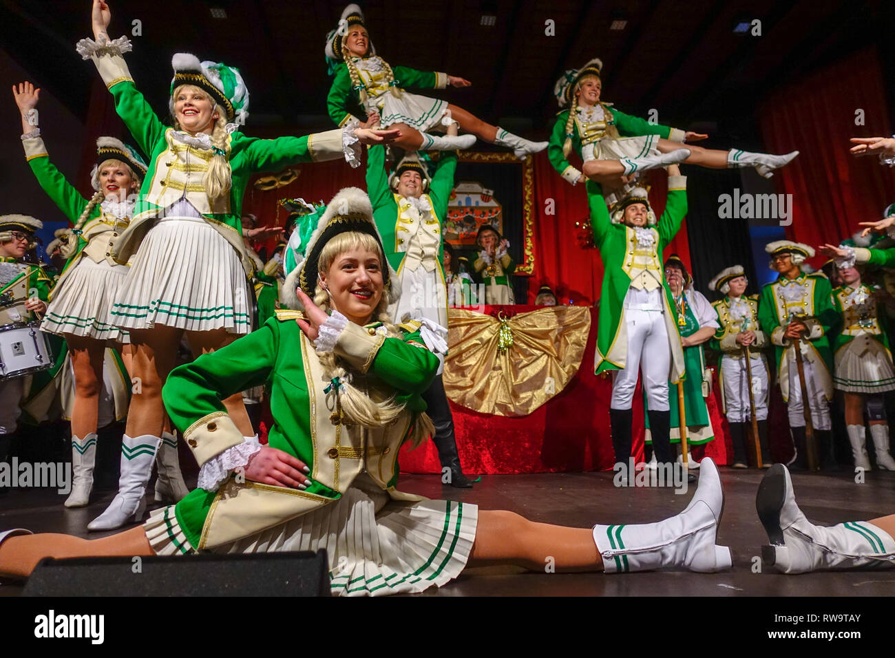 Carnival dance troupe performing on stage in Bonn, Germany Stock Photo ...