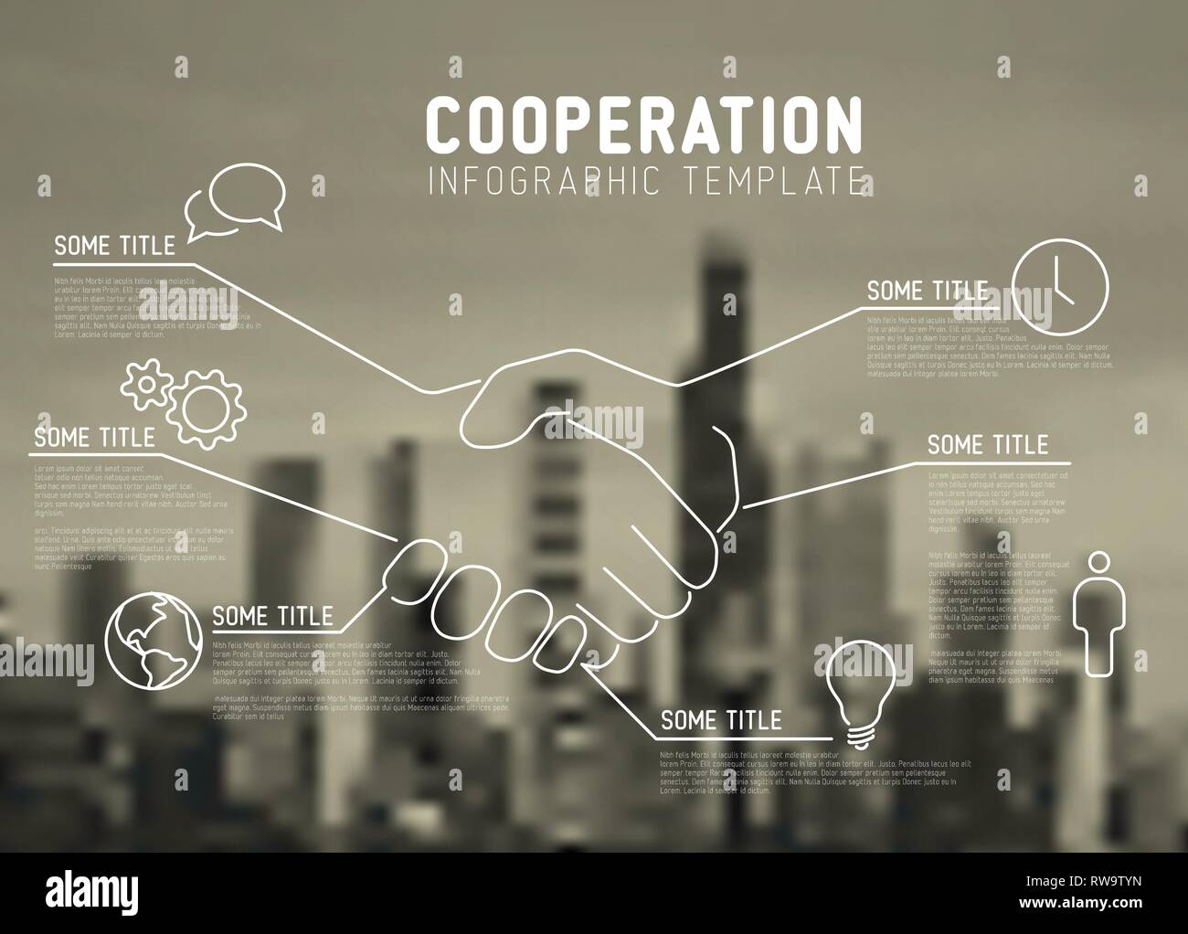 Vector Infographic cooperation report template made from lines and ...