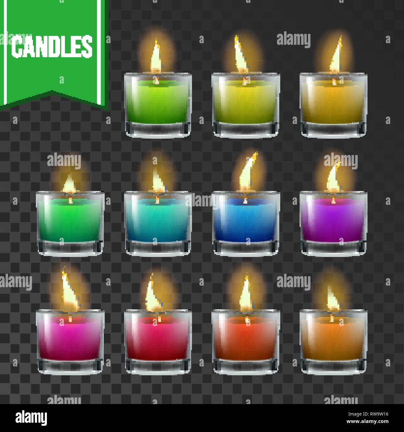 Candles Set Vector. Glass Jar. Paraffin Symbol. Meditation Element ...