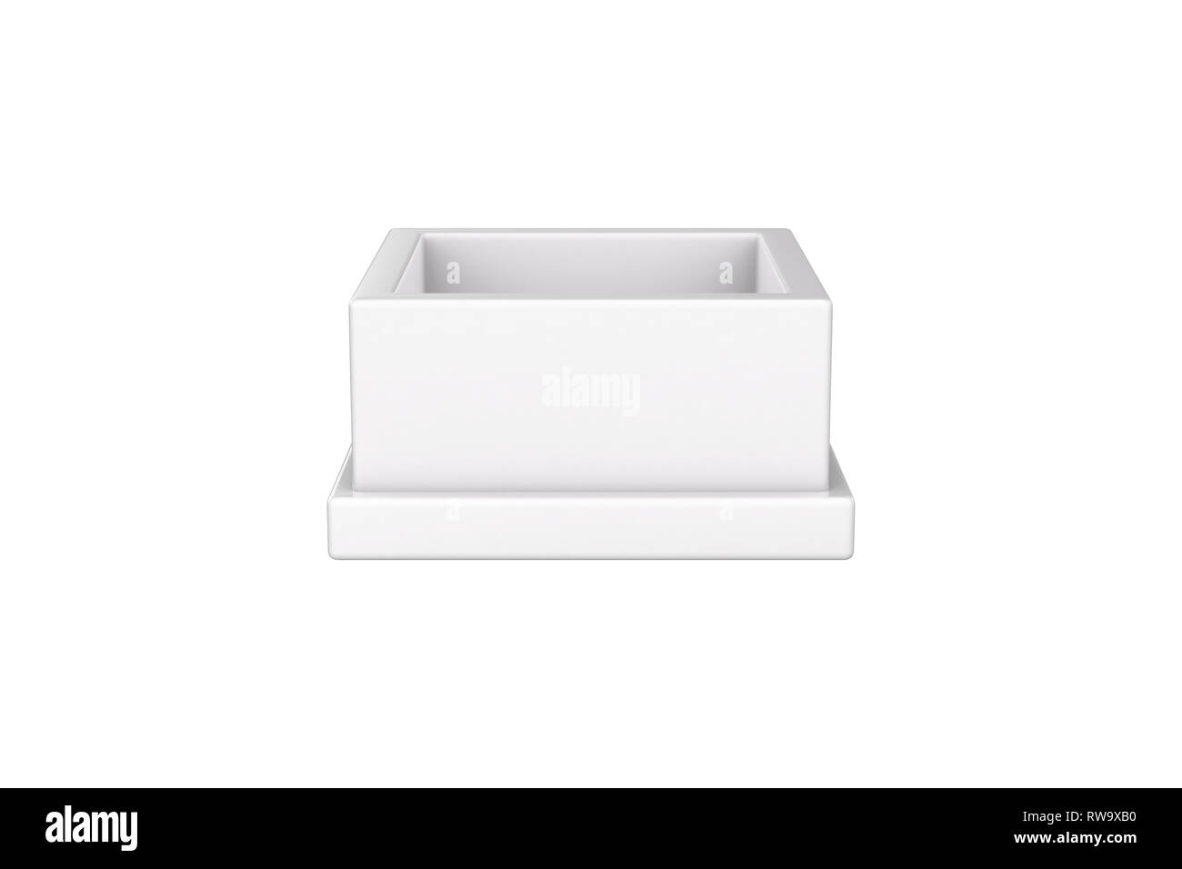 Side view of open blank empty box white color, isolated on white Stock ...