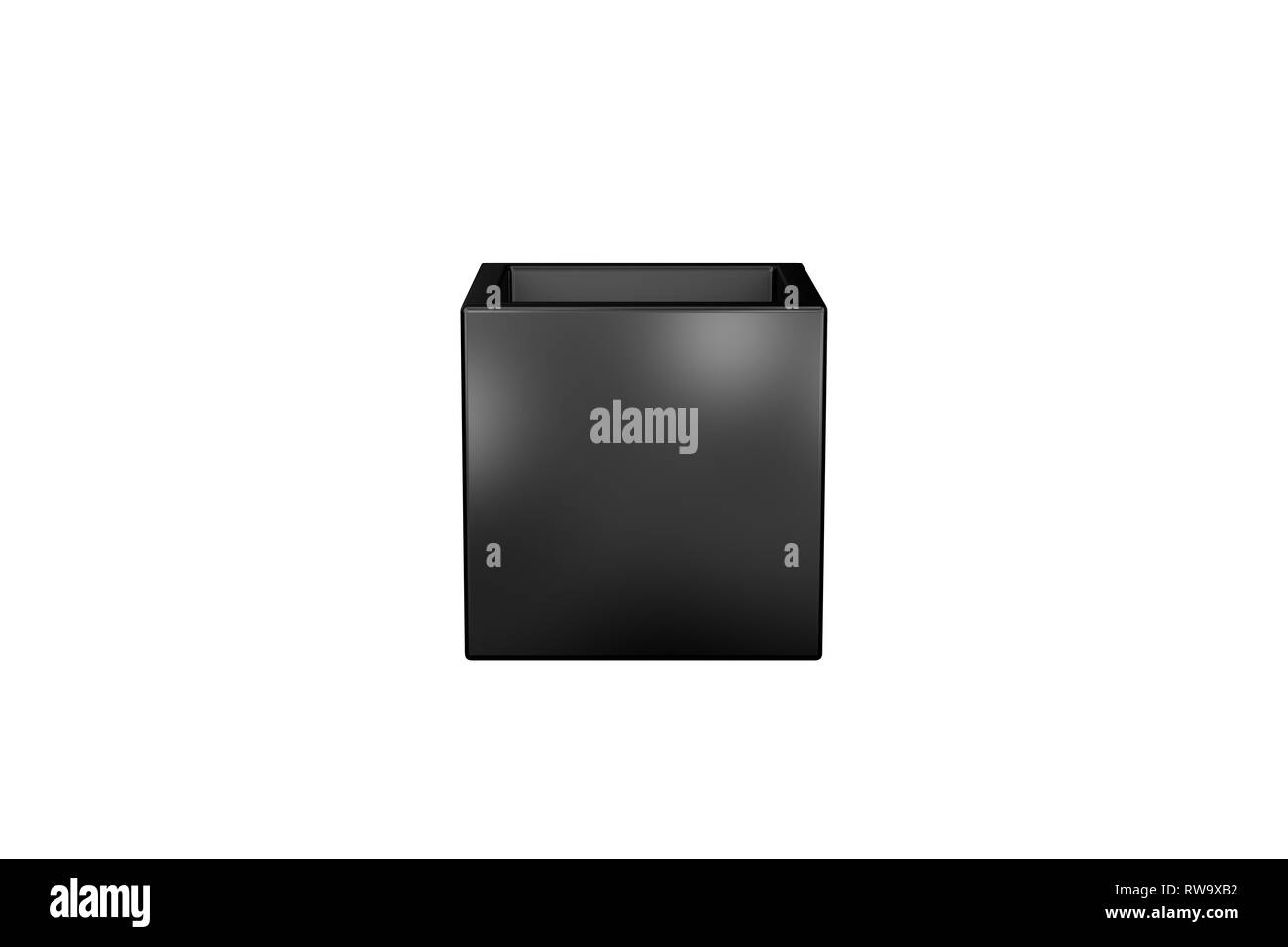 Side view of open blank empty box black color, isolated on white Stock ...