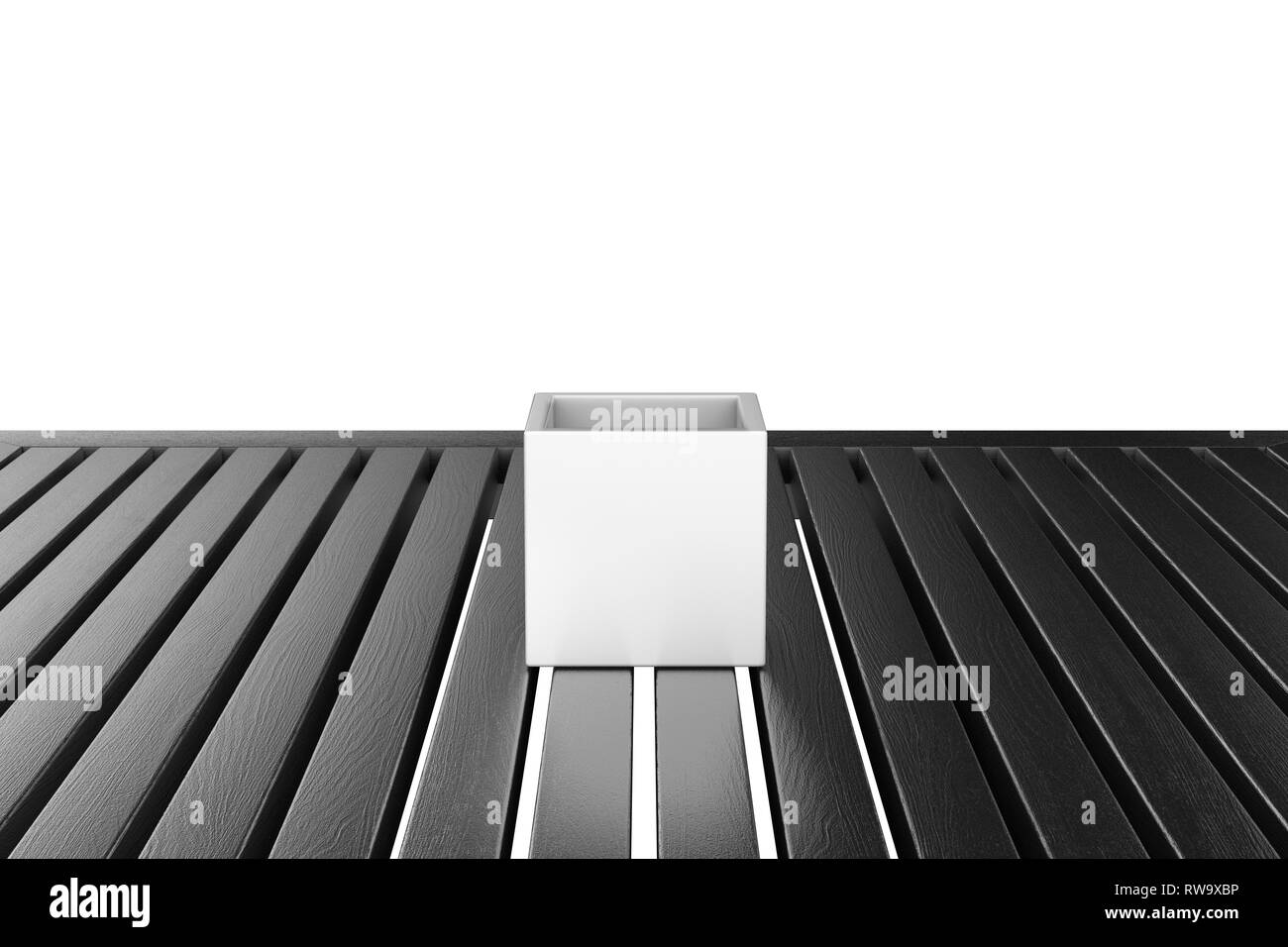 Side view of open blank empty box on wooden table, isolated on white ...