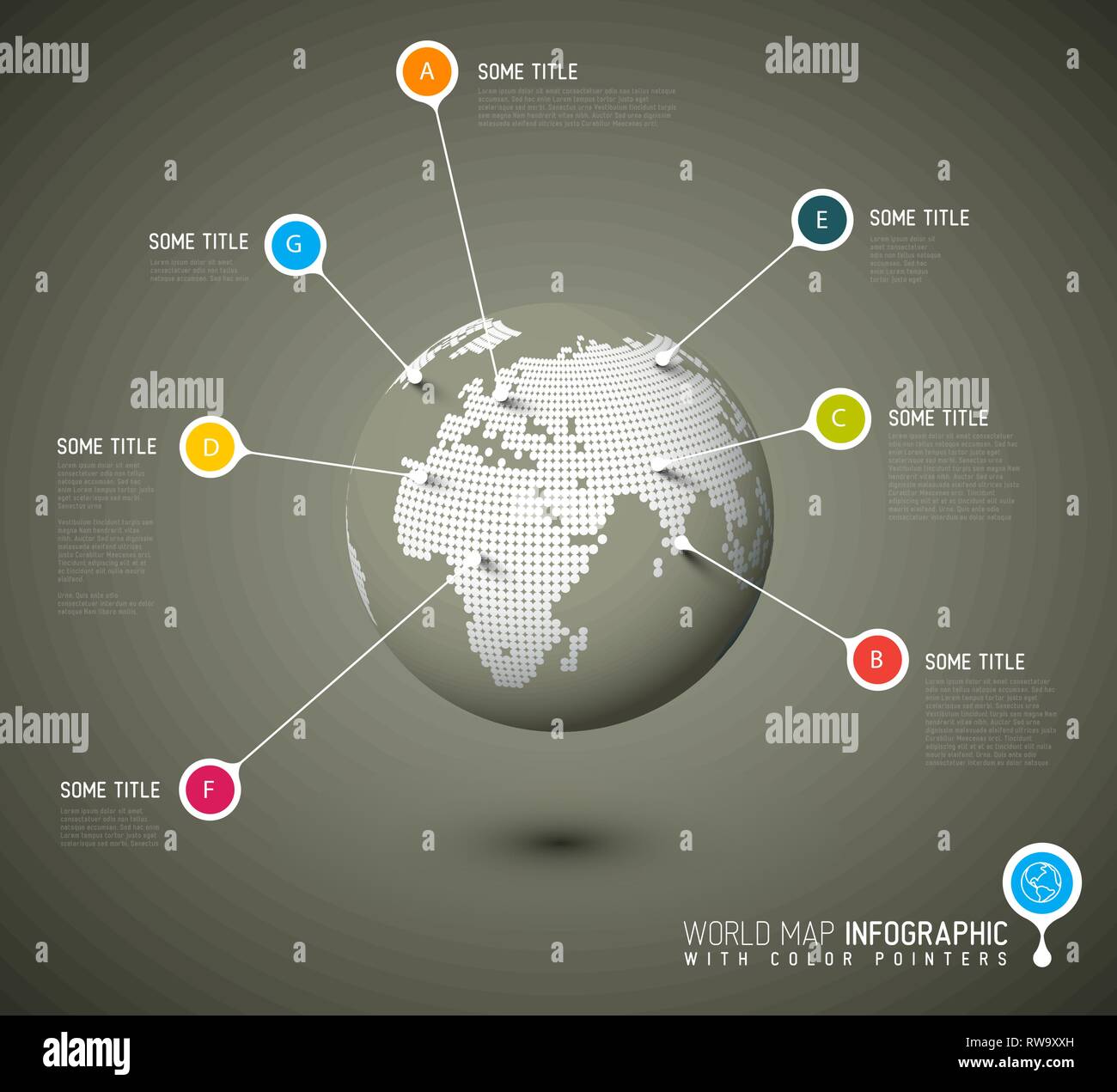 Earth map with location point marks hi-res stock photography and images - Alamy