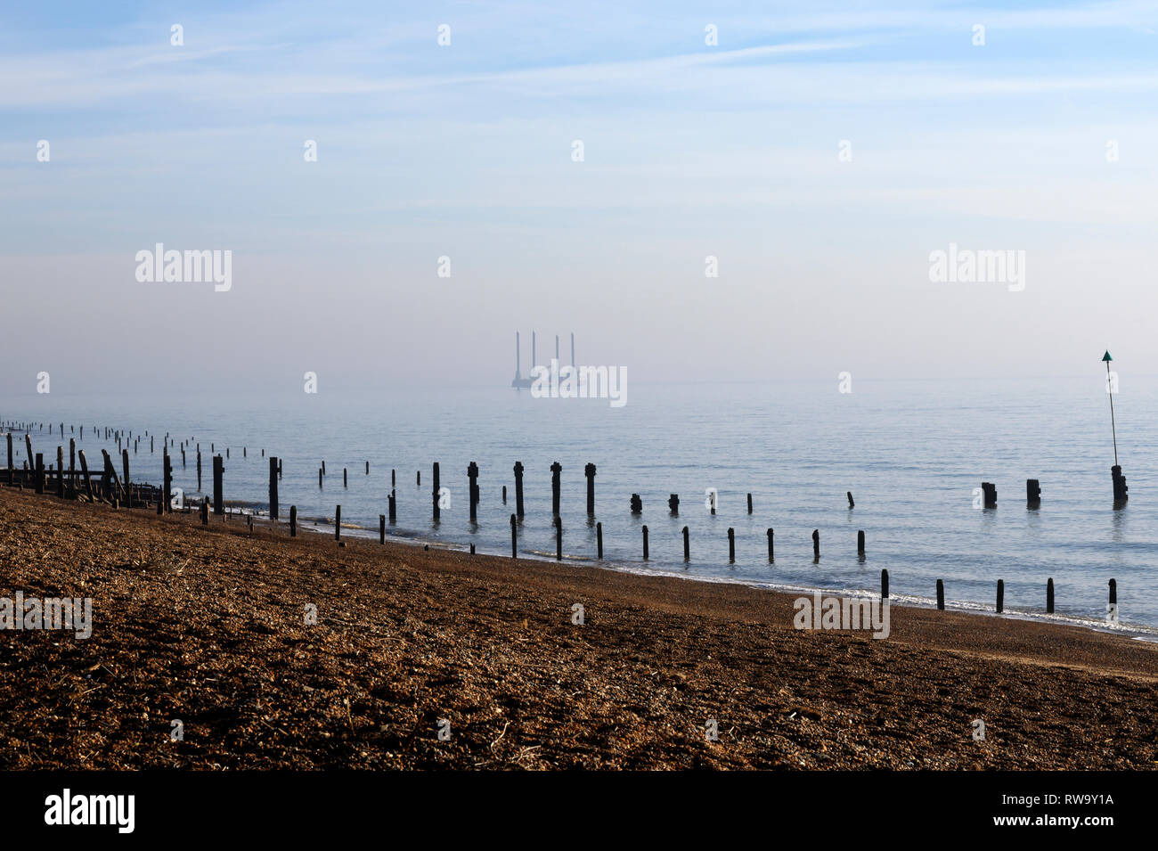 Self propelled jack-up platform working on an offshore wind farm ...