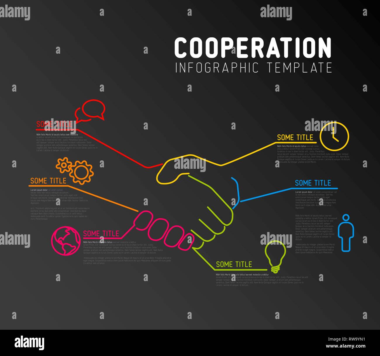 Vector Infographic cooperation report template made from lines and ...