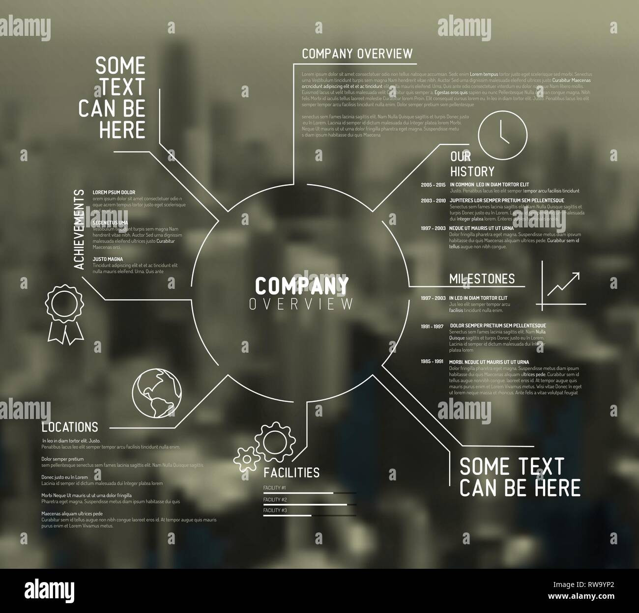 Vector Company infographic overview design template with city photo in ...