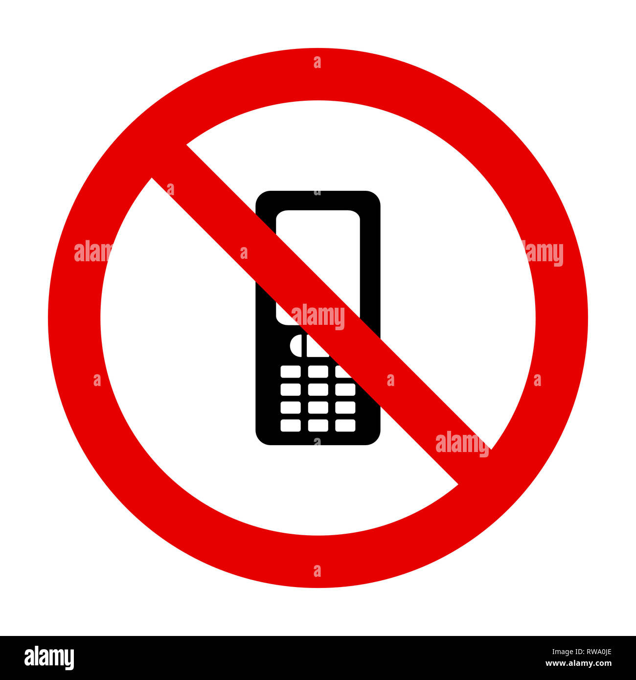 Mobile phone and prohibition sign Stock Photo - Alamy