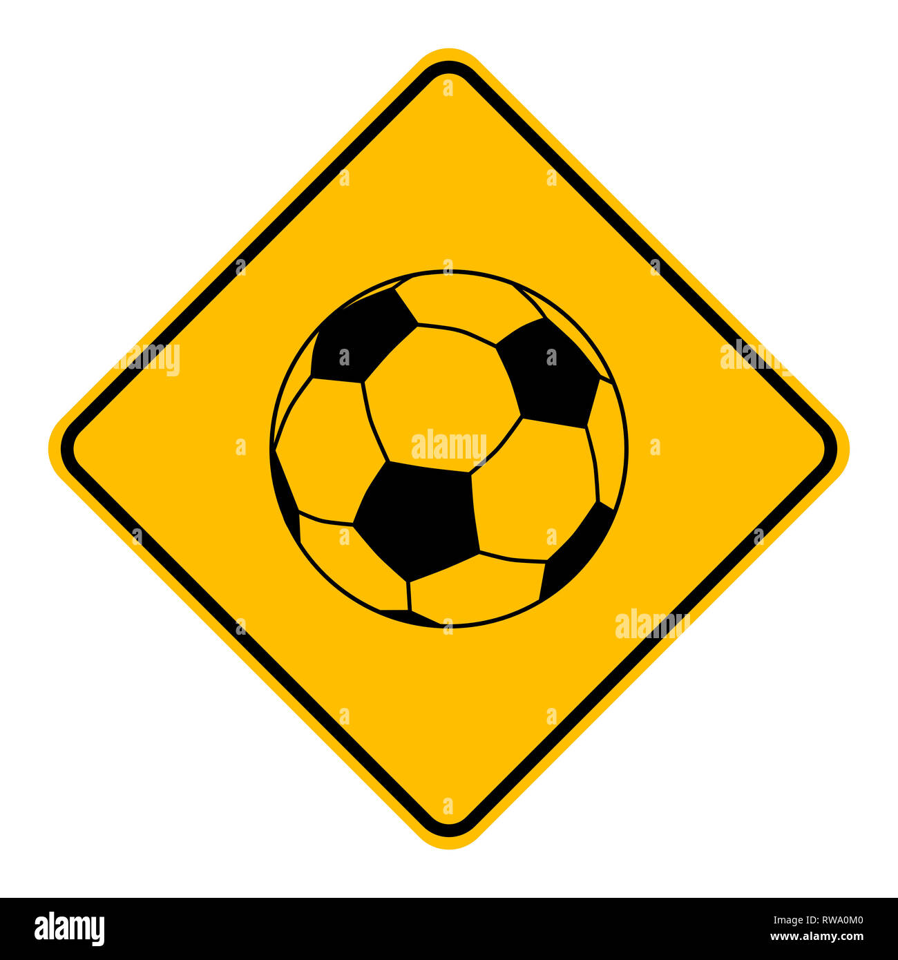 Soccer ball and road sign Stock Photo - Alamy