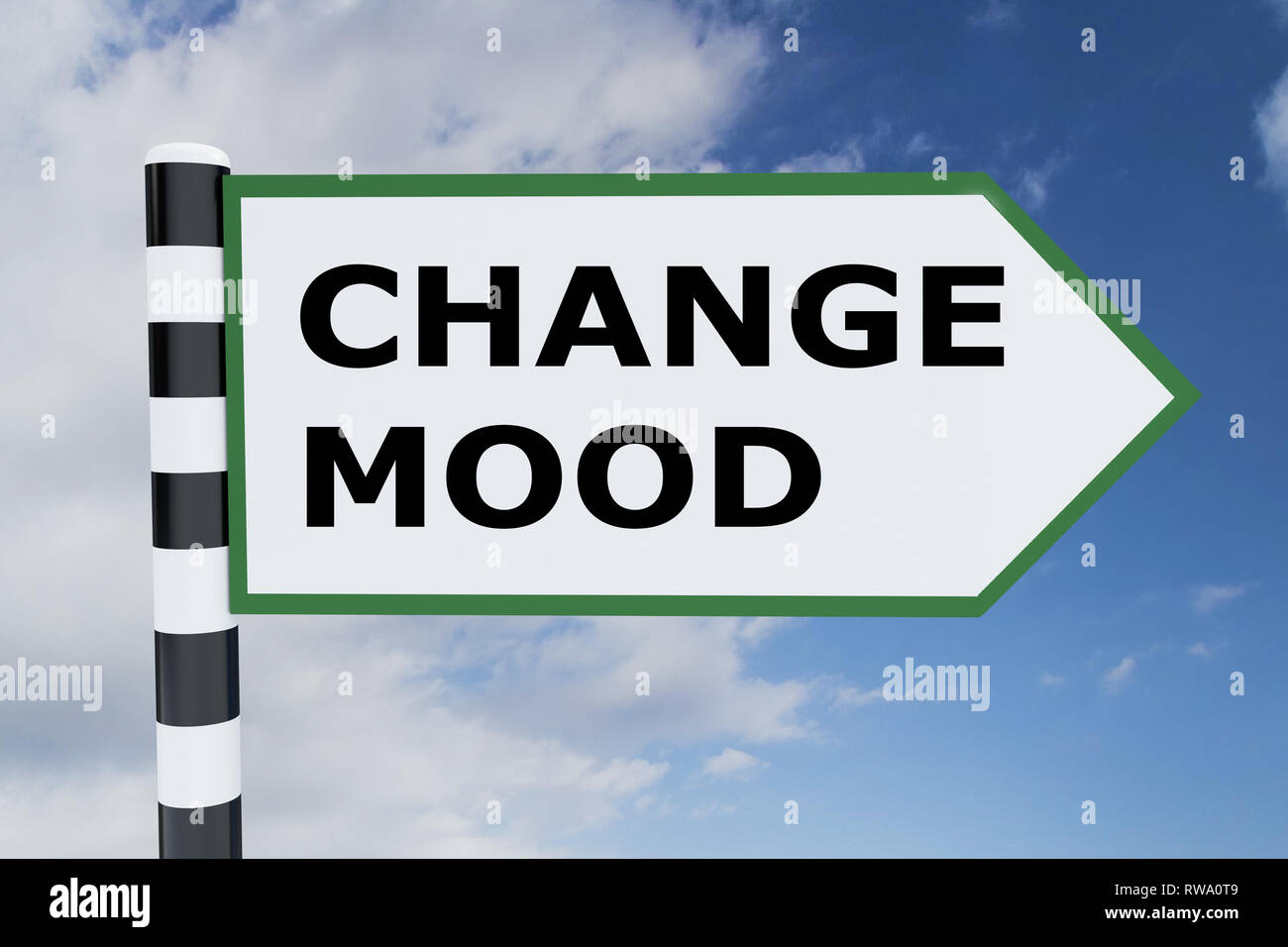 3D illustration of CHANGE MOOD script on road sign Stock Photo - Alamy