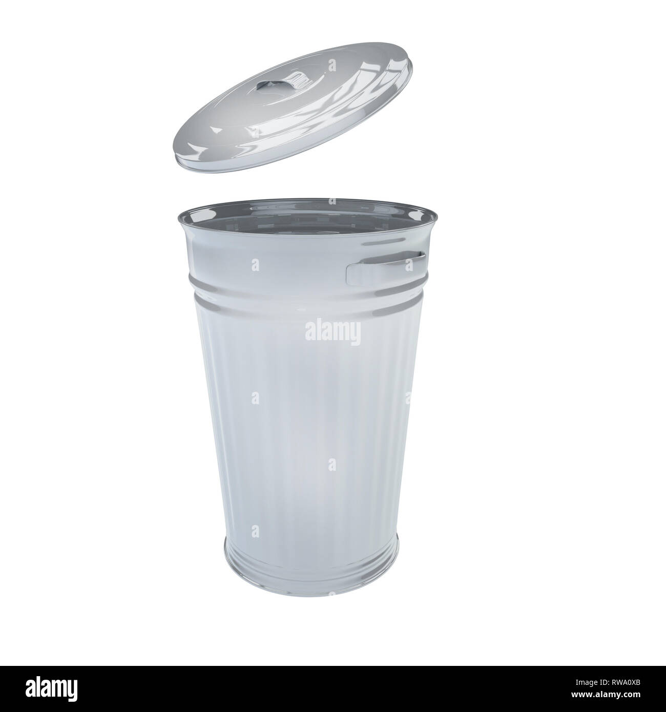 3D Render Illustration Of Retro Galvanized Trash Can Isolated On White ...