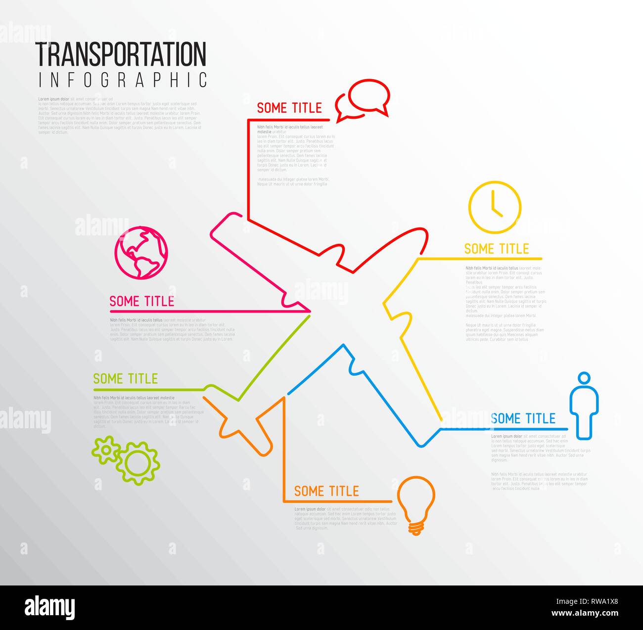 Vector Infographic transport report template made from lines and icons ...