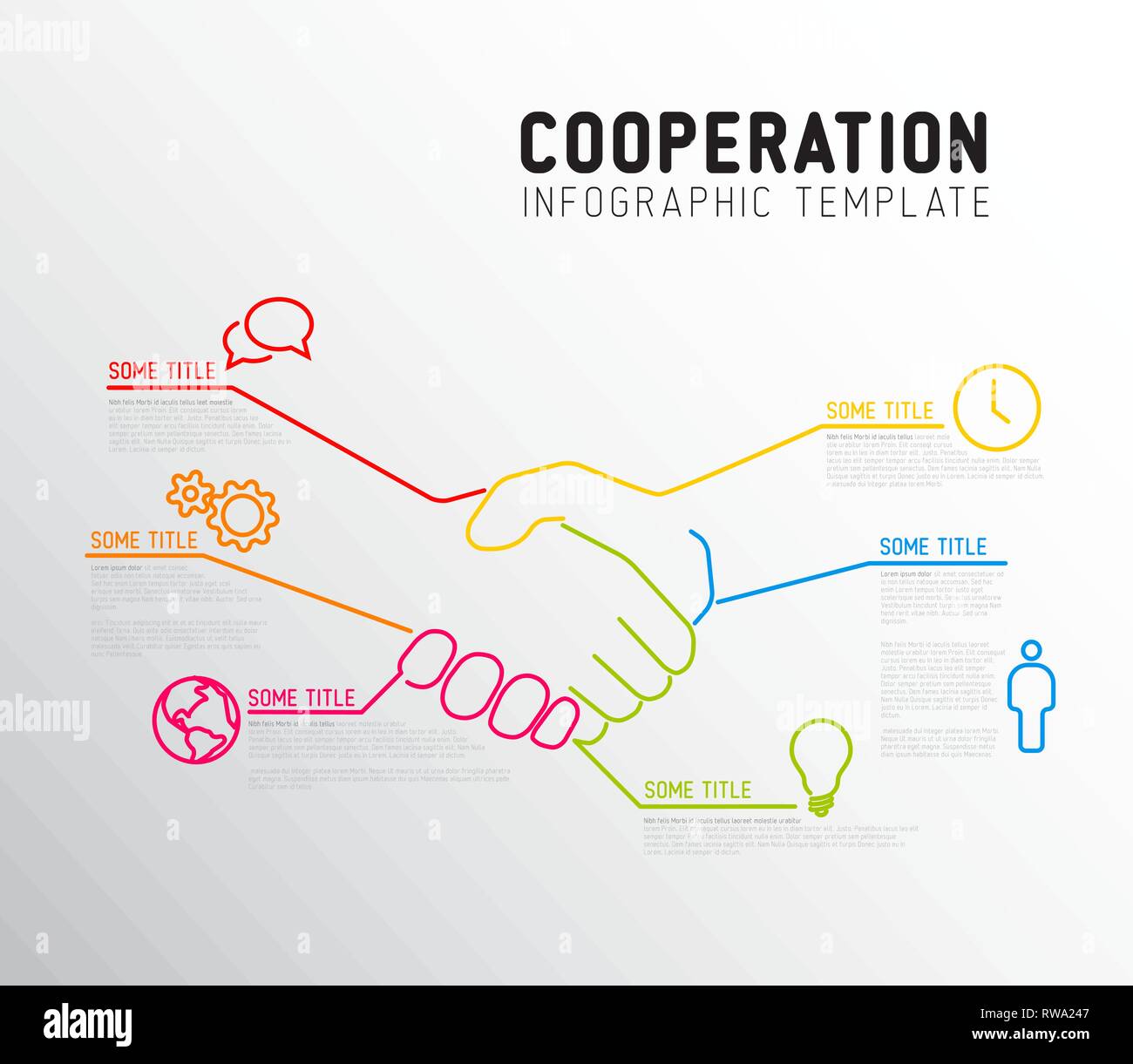 Vector Infographic cooperation report template made from lines and ...