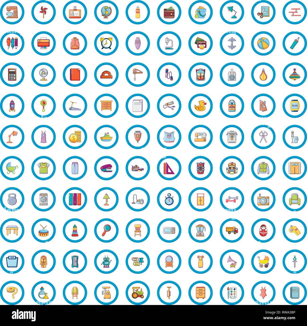 100 consumer goods icons set, cartoon style Stock Vector Image & Art ...