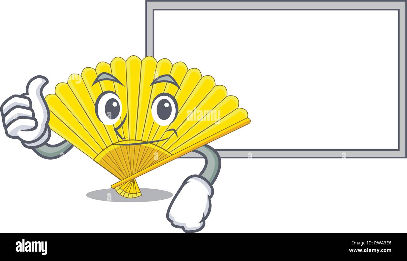 Thumbs up with board folding cartoon fan in the bag Stock Vector Image ...