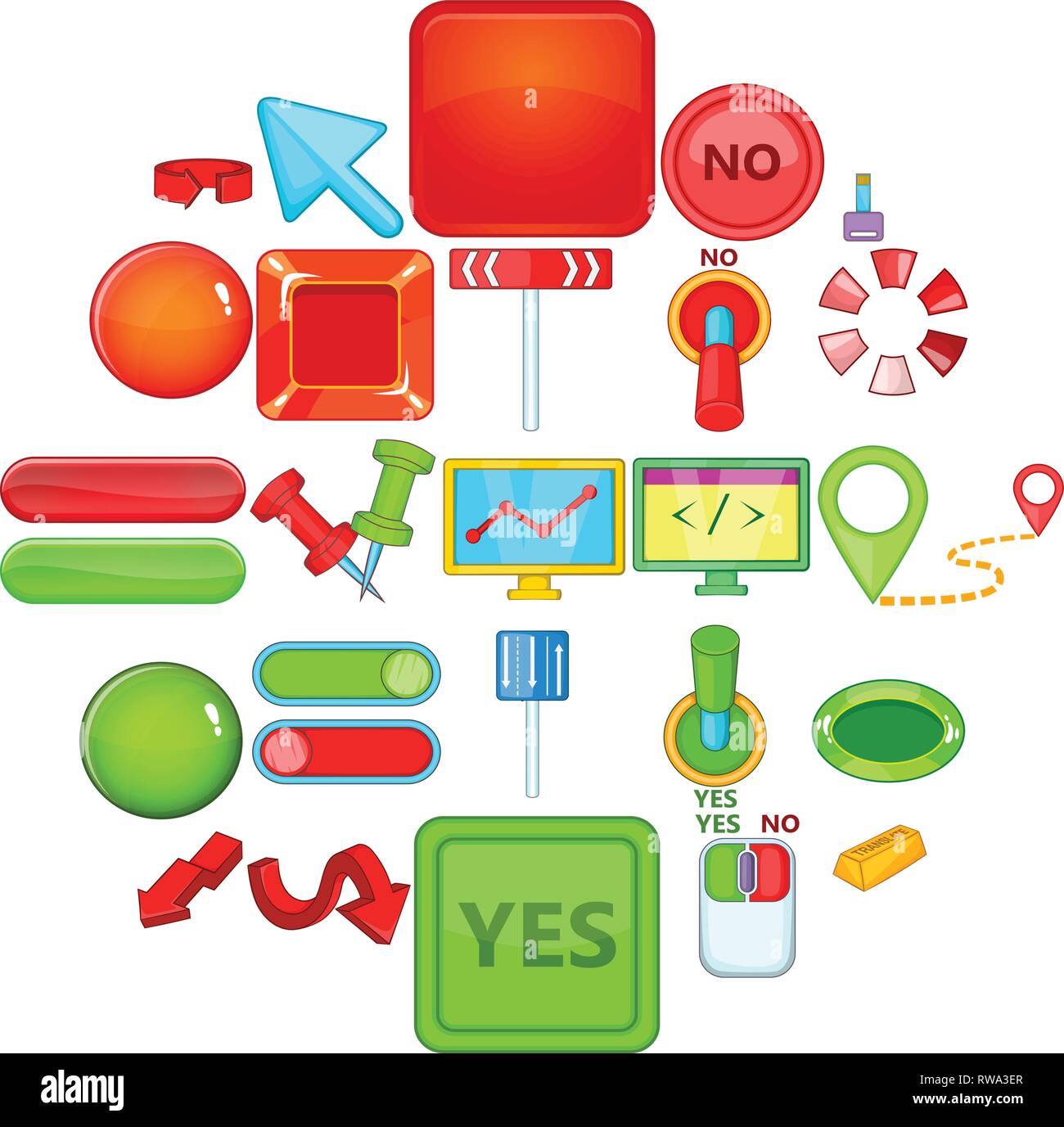 Arrow icons set, cartoon style Stock Vector Image & Art - Alamy