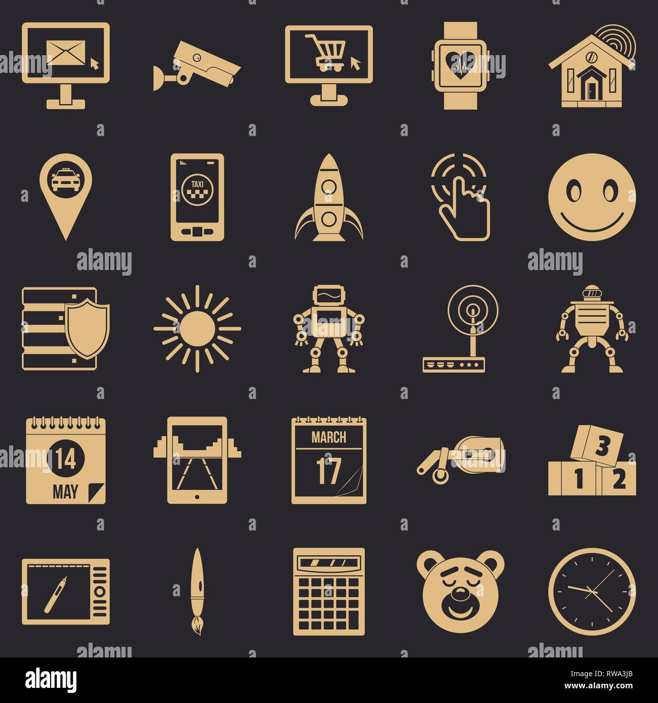 Hardware icons set, simple style Stock Vector Image & Art - Alamy