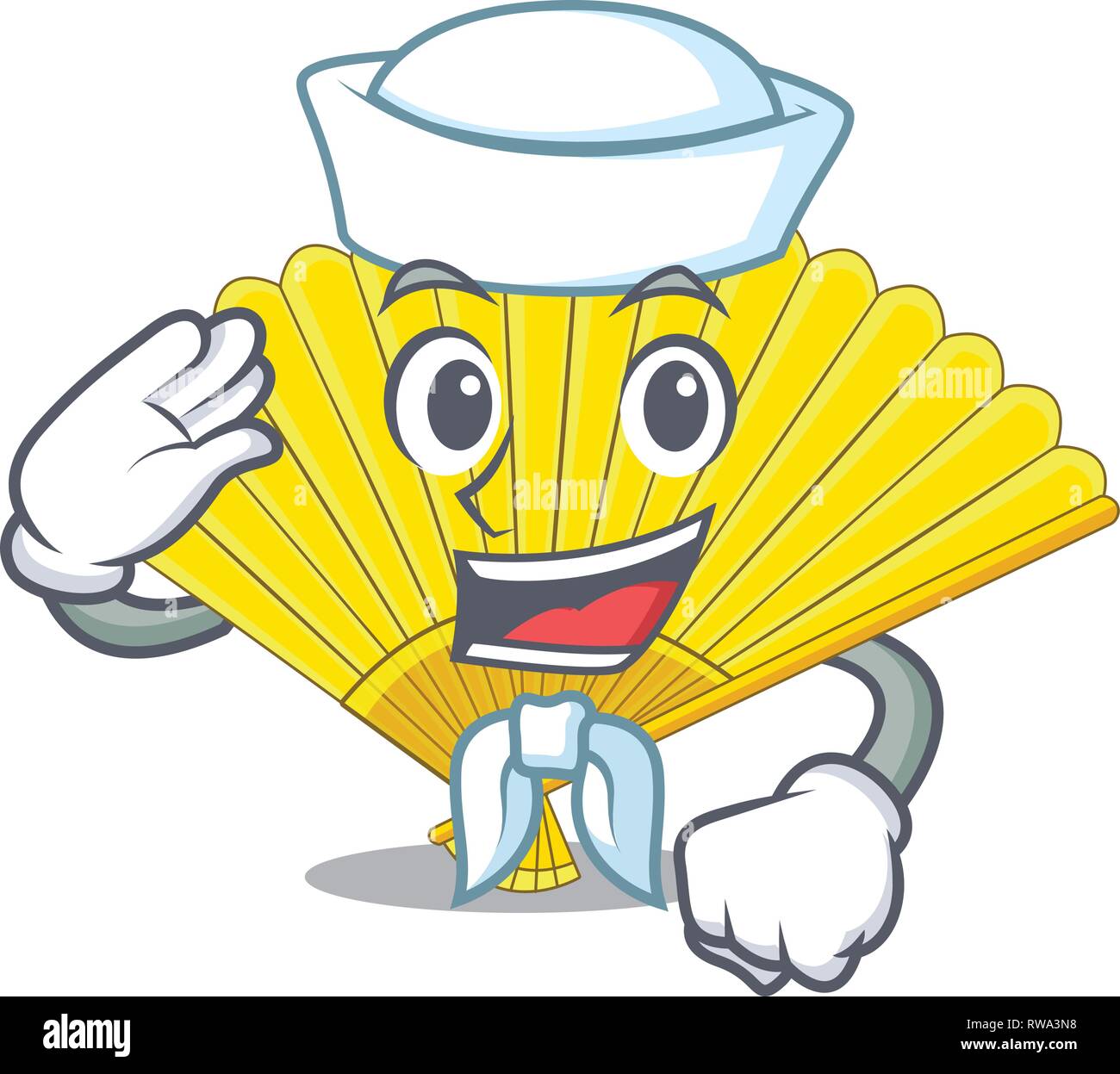 Sailor folding cartoon fan in the bag Stock Vector Image & Art - Alamy