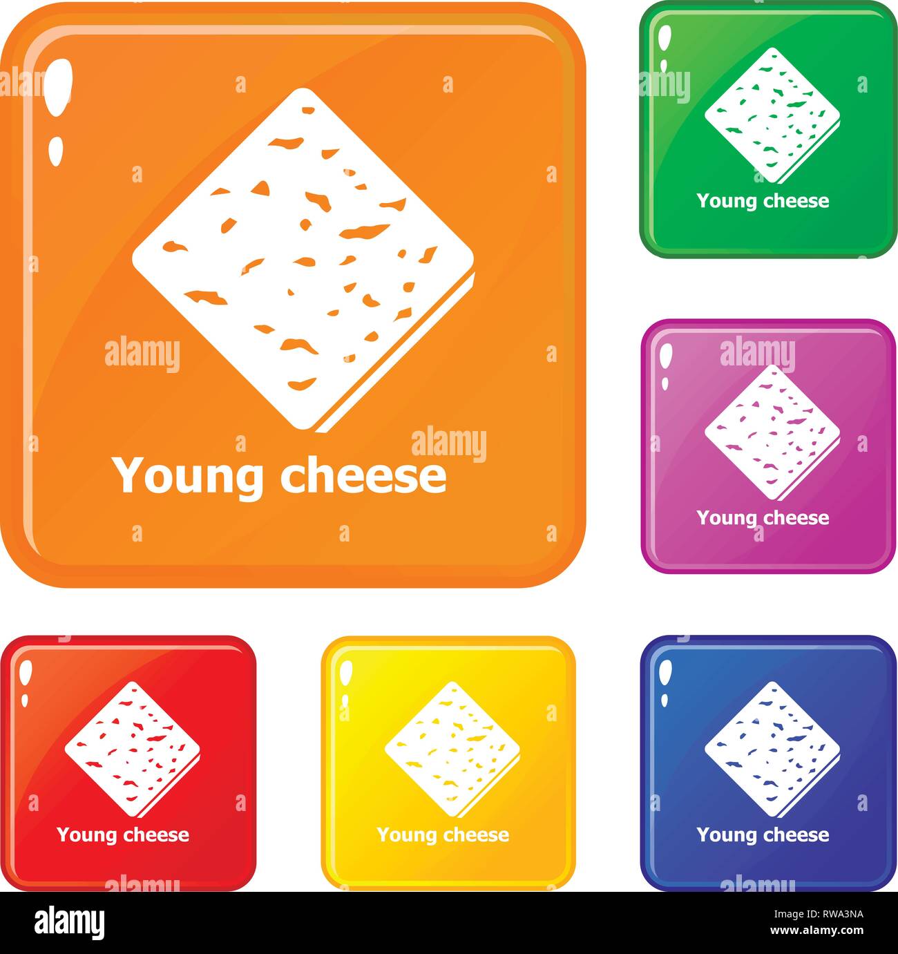 Young cheese icons set vector color Stock Vector Image & Art - Alamy