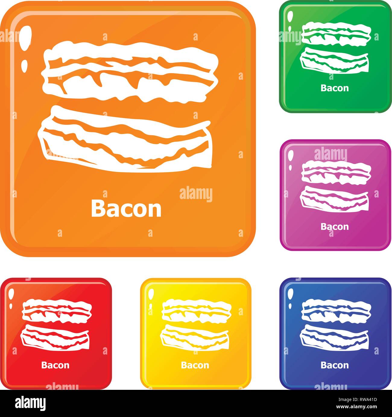Bacon icons set vector color Stock Vector Image & Art - Alamy