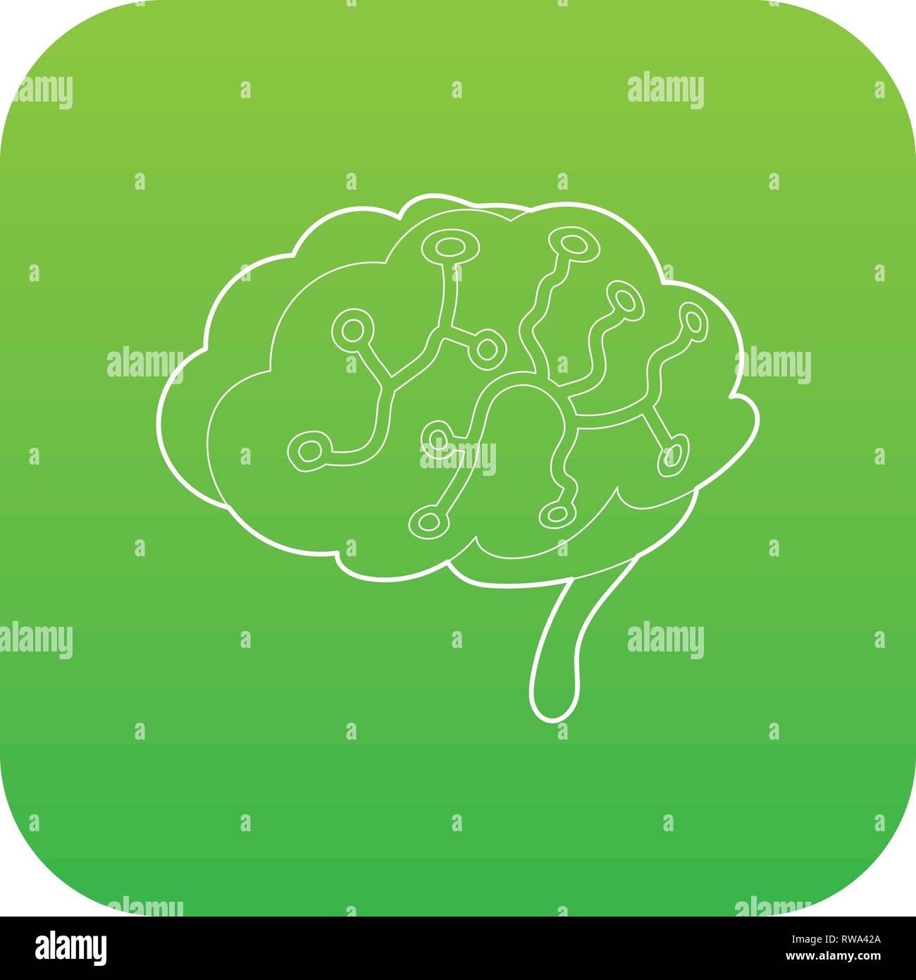 Sensors on human brain icon green vector Stock Vector Image & Art - Alamy