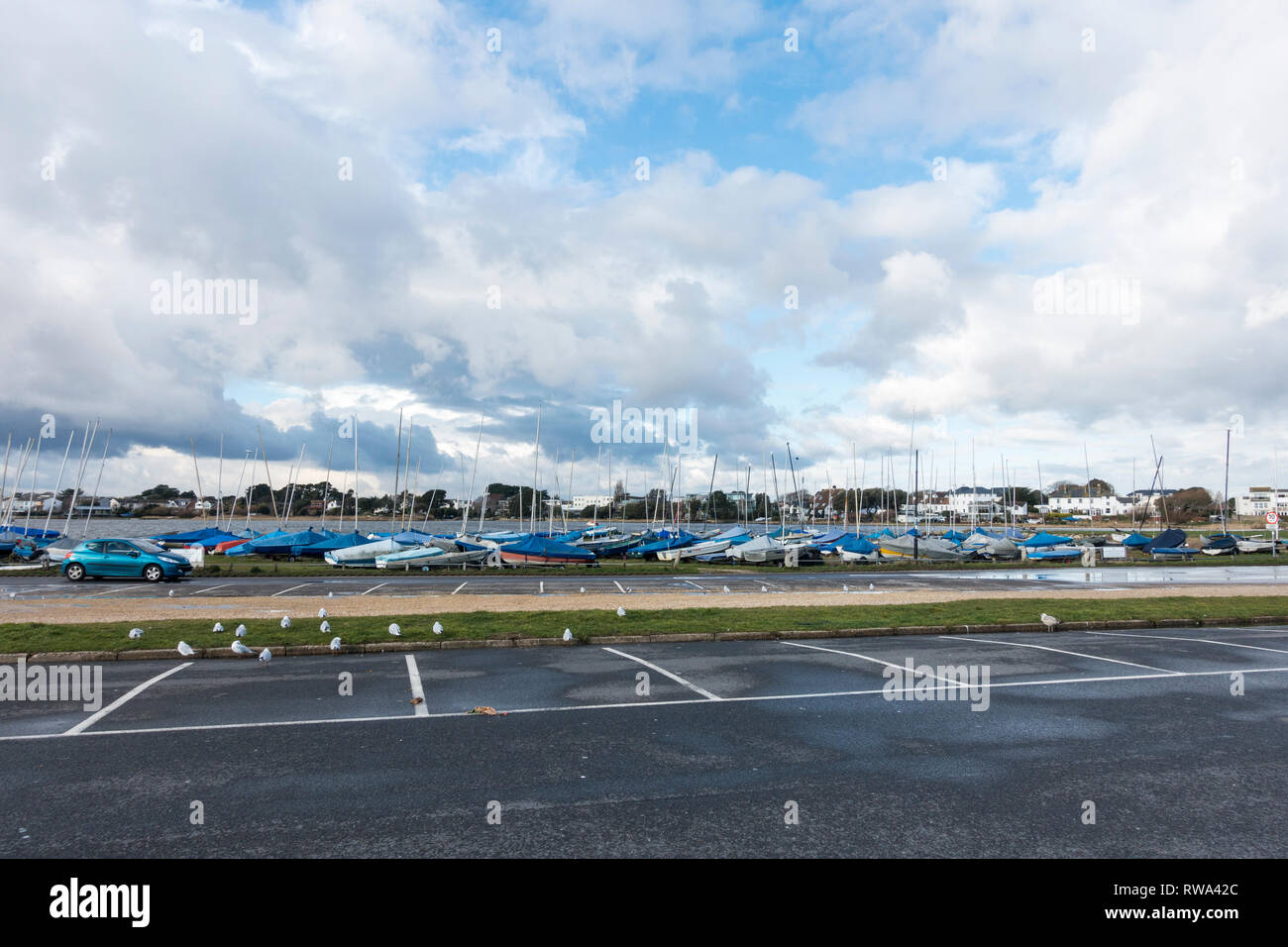 Boats, dinghys in Christchurch Harbour, Mudeford Quay, Dorset, UK Stock ...