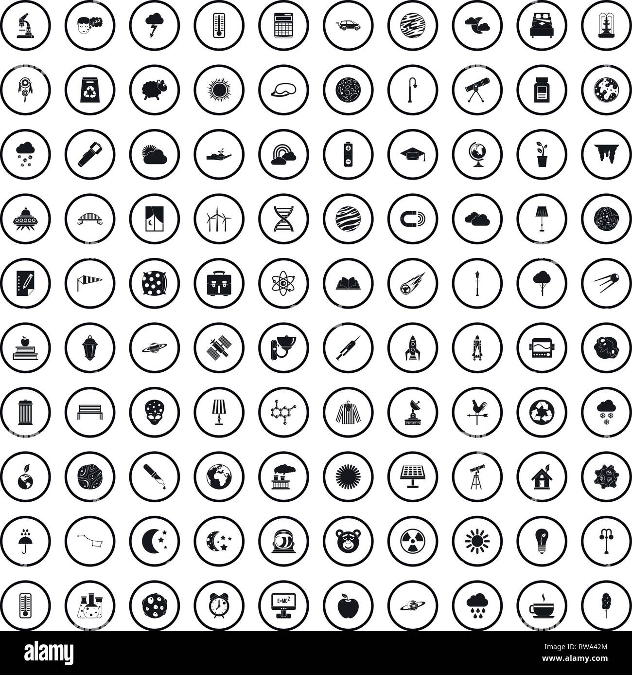 100 moon icons set, simple style Stock Vector Image & Art - Alamy