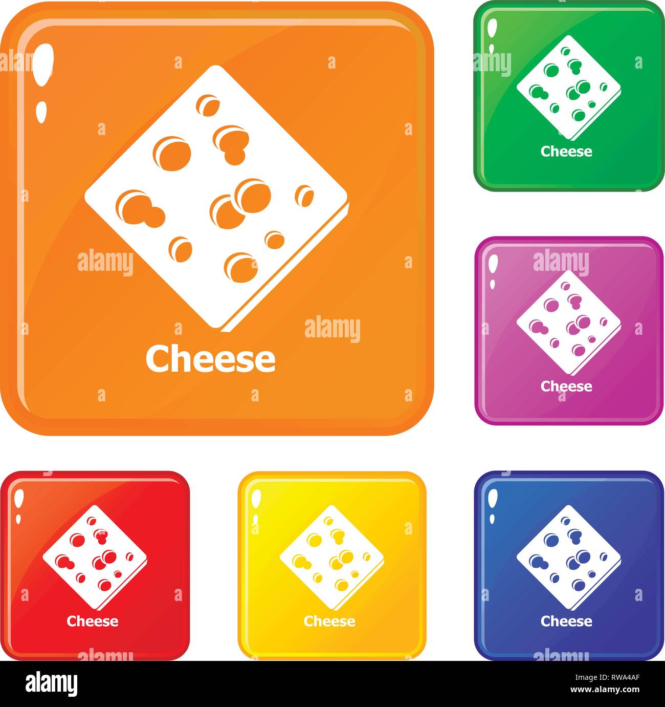 Cheese icons set vector color Stock Vector Image & Art - Alamy