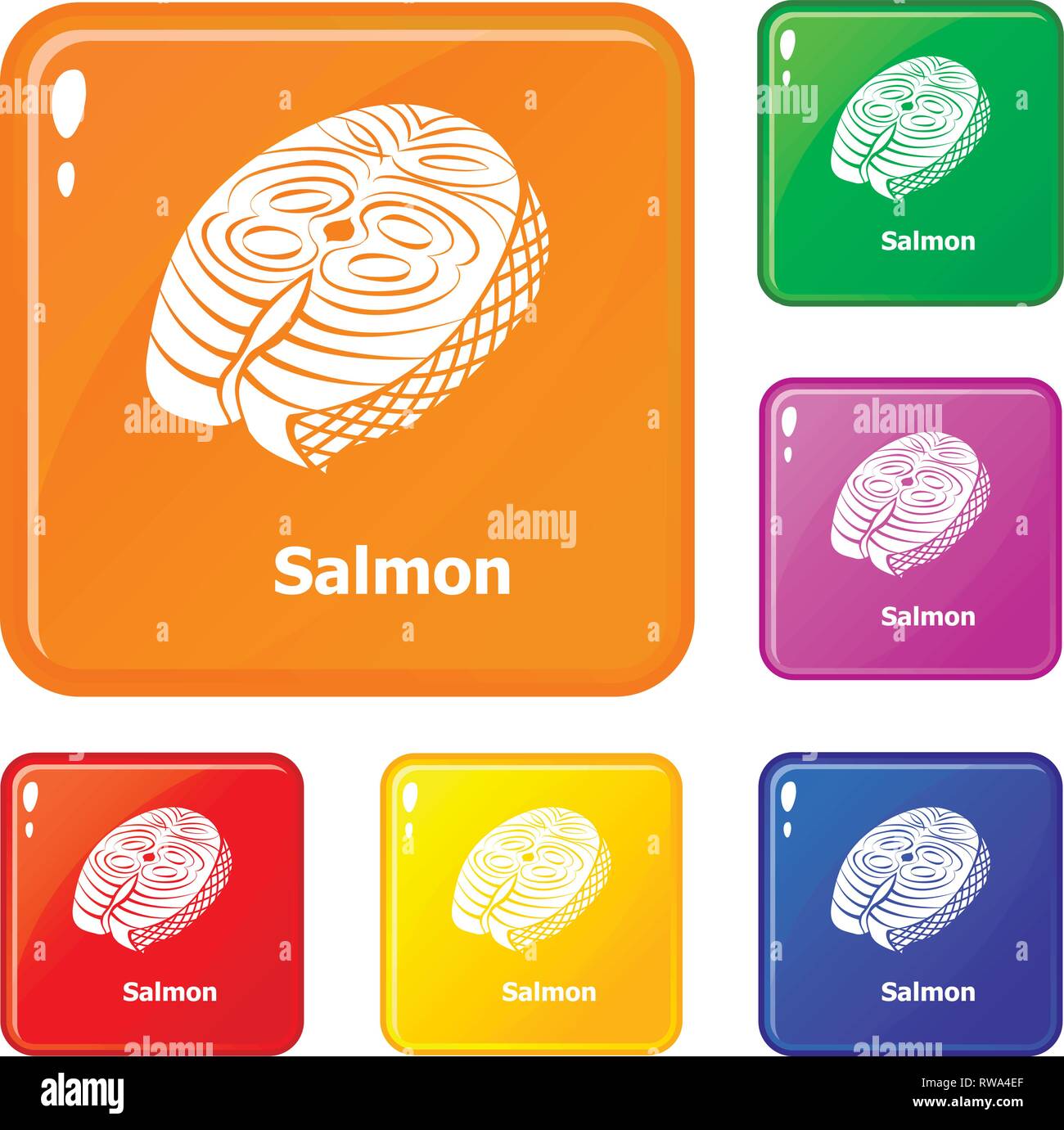 Salmon icons set vector color Stock Vector Image & Art - Alamy
