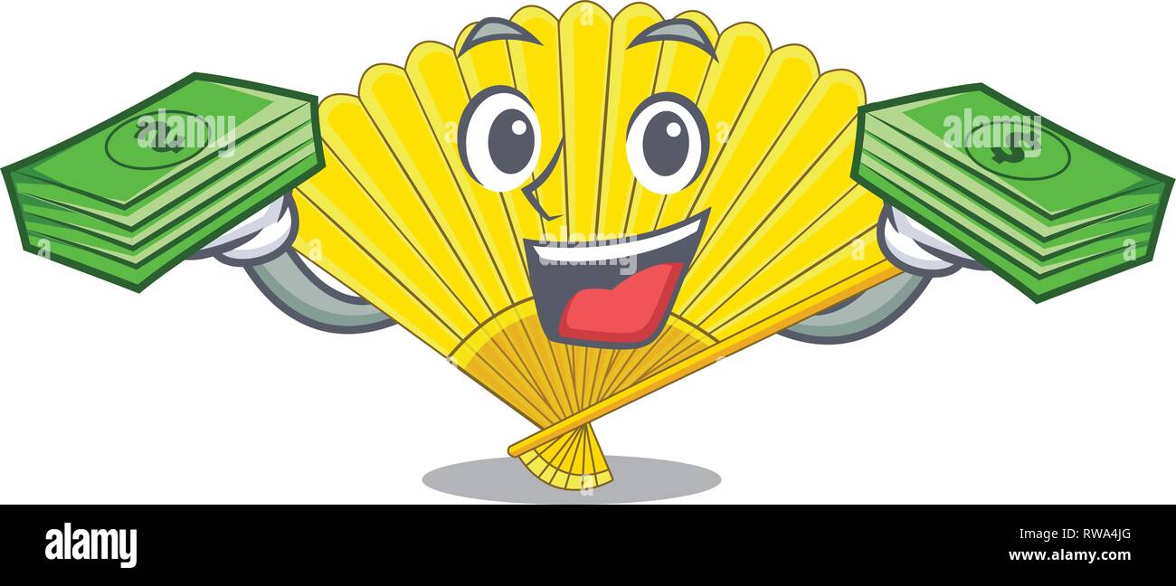 With money bag folding fan the shape wooden mascot Stock Vector Image ...