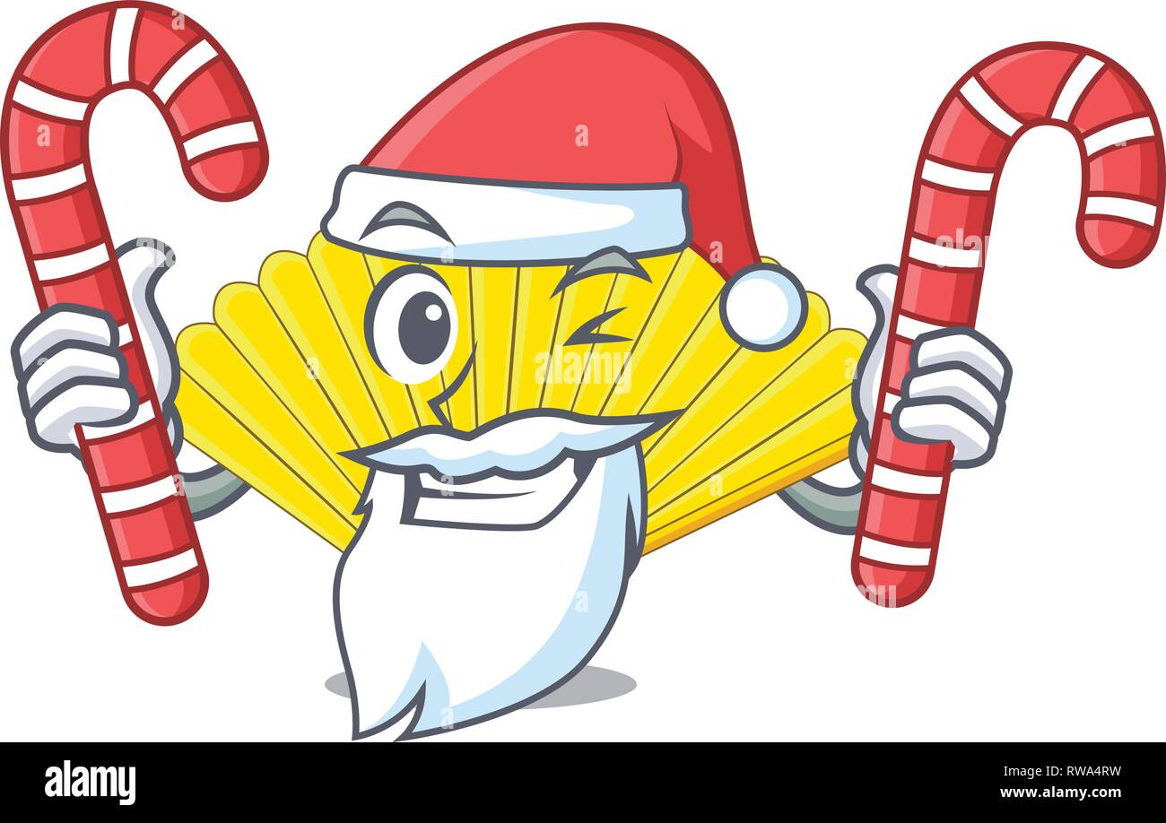 Santa with candy folding fan isolated with the cartoon Stock Vector ...