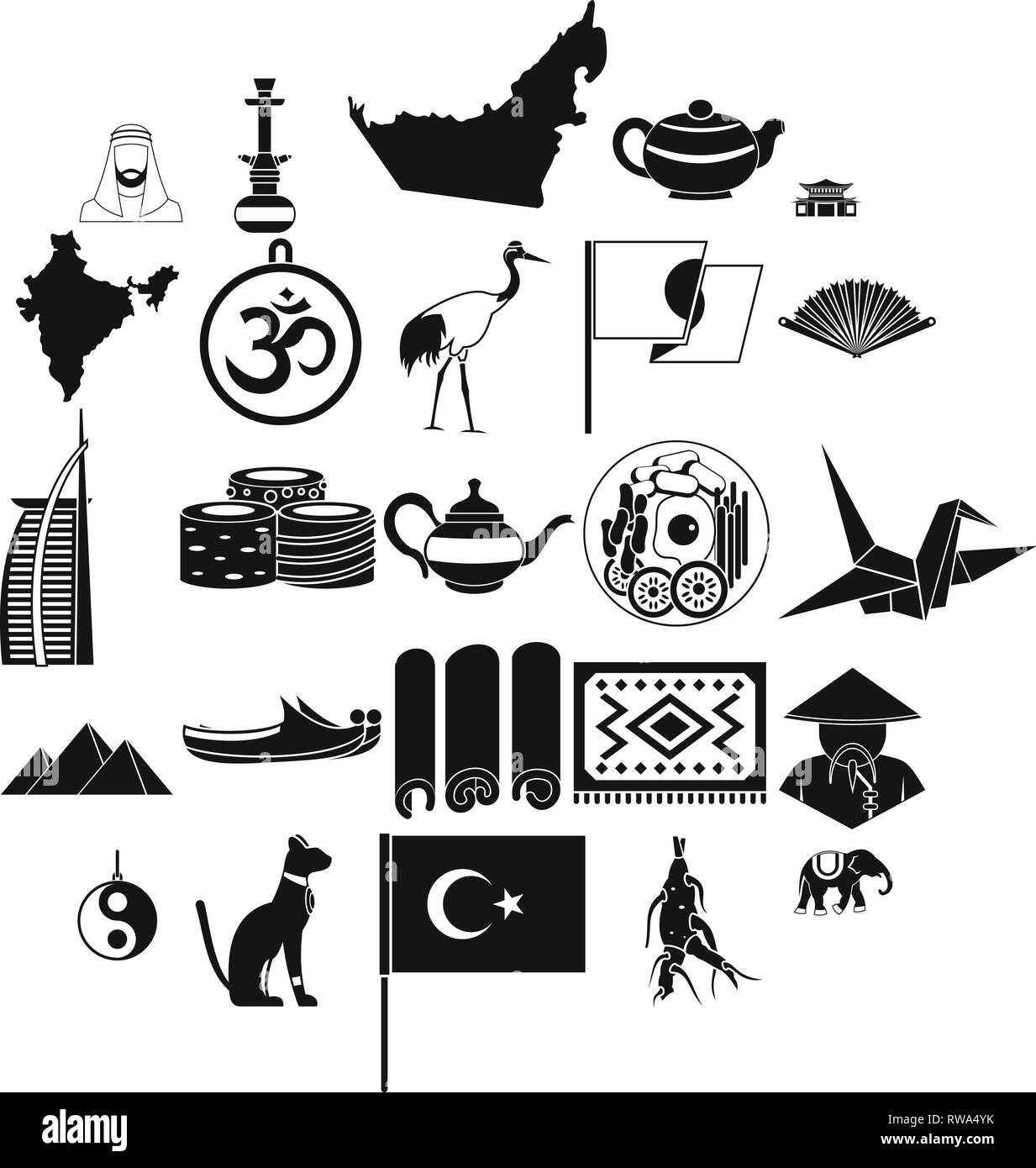 Oriental icons set, simple style Stock Vector Image & Art - Alamy