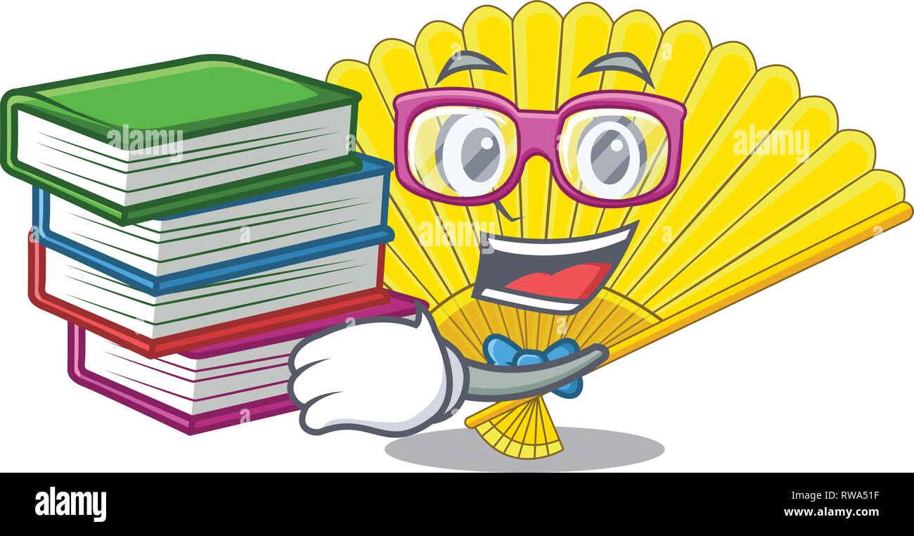 Student with book folding fan isolated with the cartoon Stock Vector ...