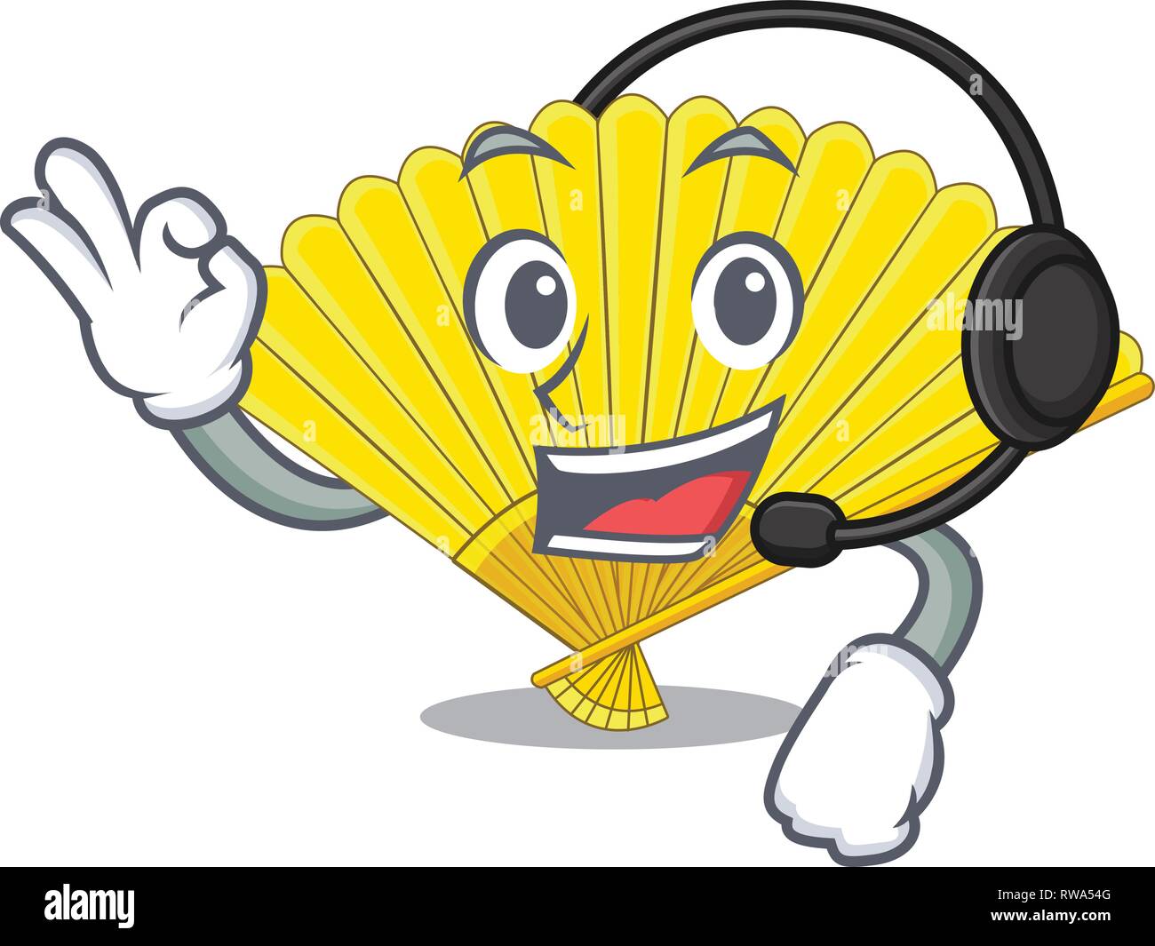 With headphone folding fan isolated with the cartoon Stock Vector Image ...
