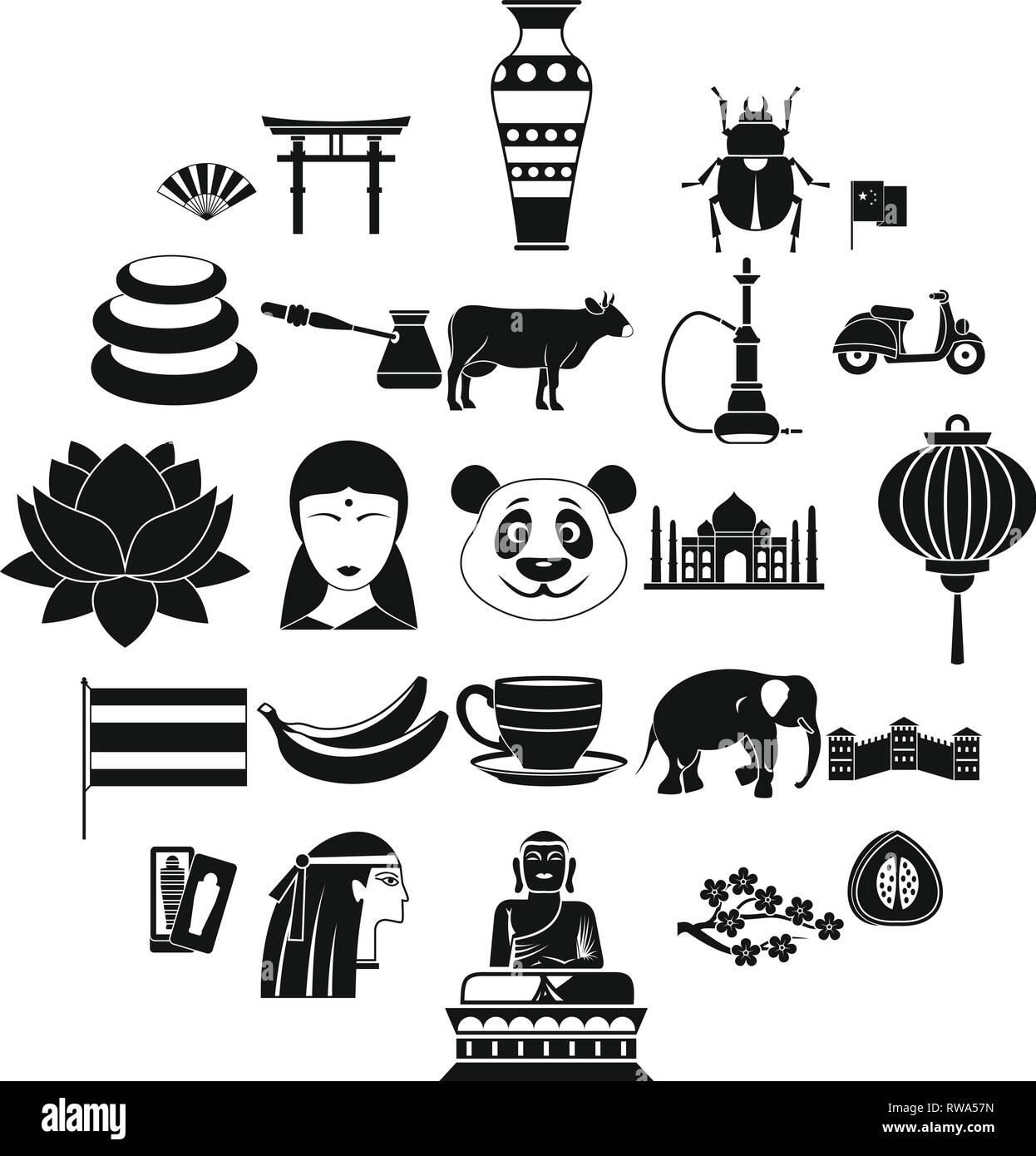 Mysteries of Asia icons set, simple style Stock Vector Image & Art - Alamy