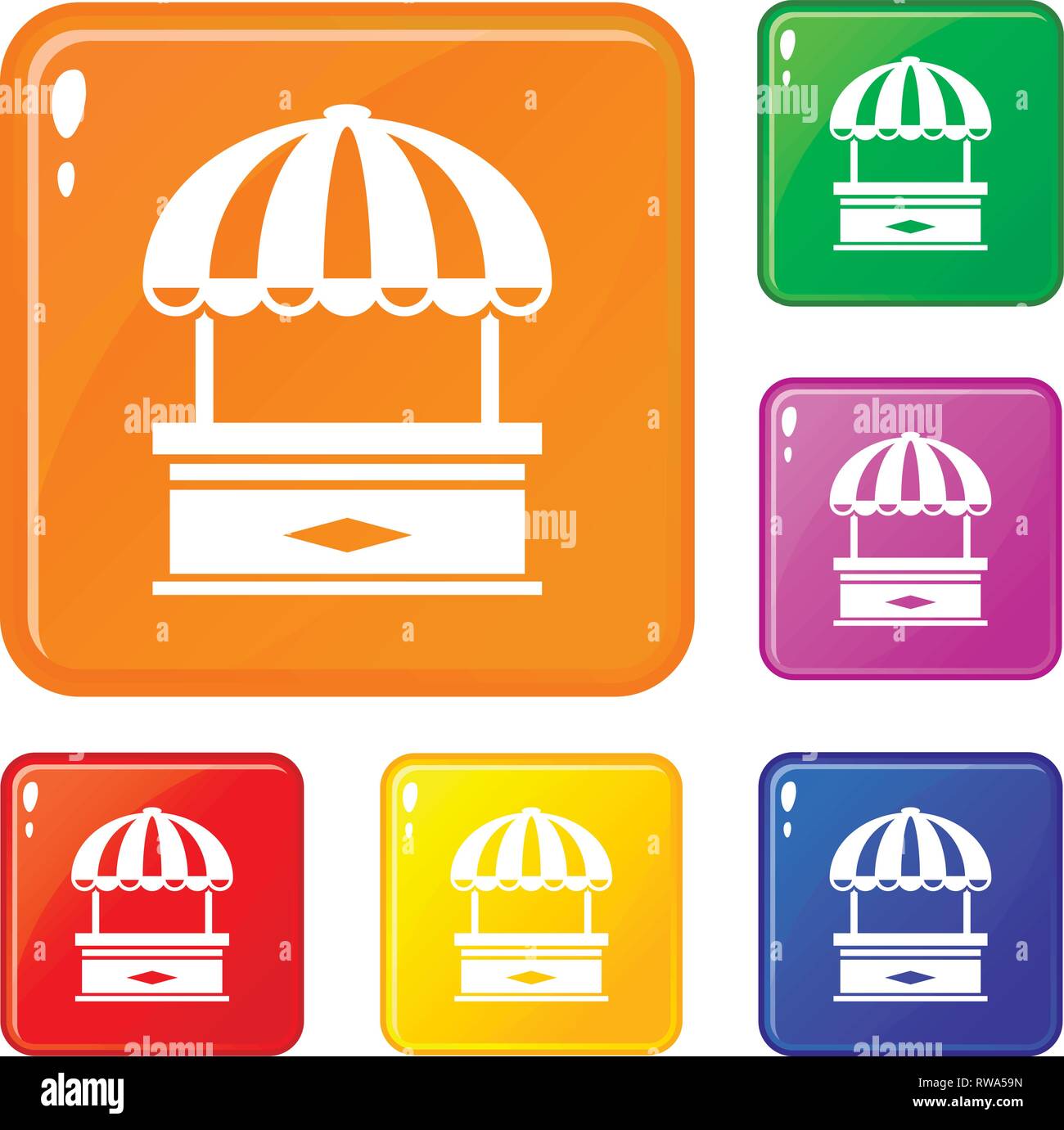 Table stall icons set vector color Stock Vector Image & Art - Alamy