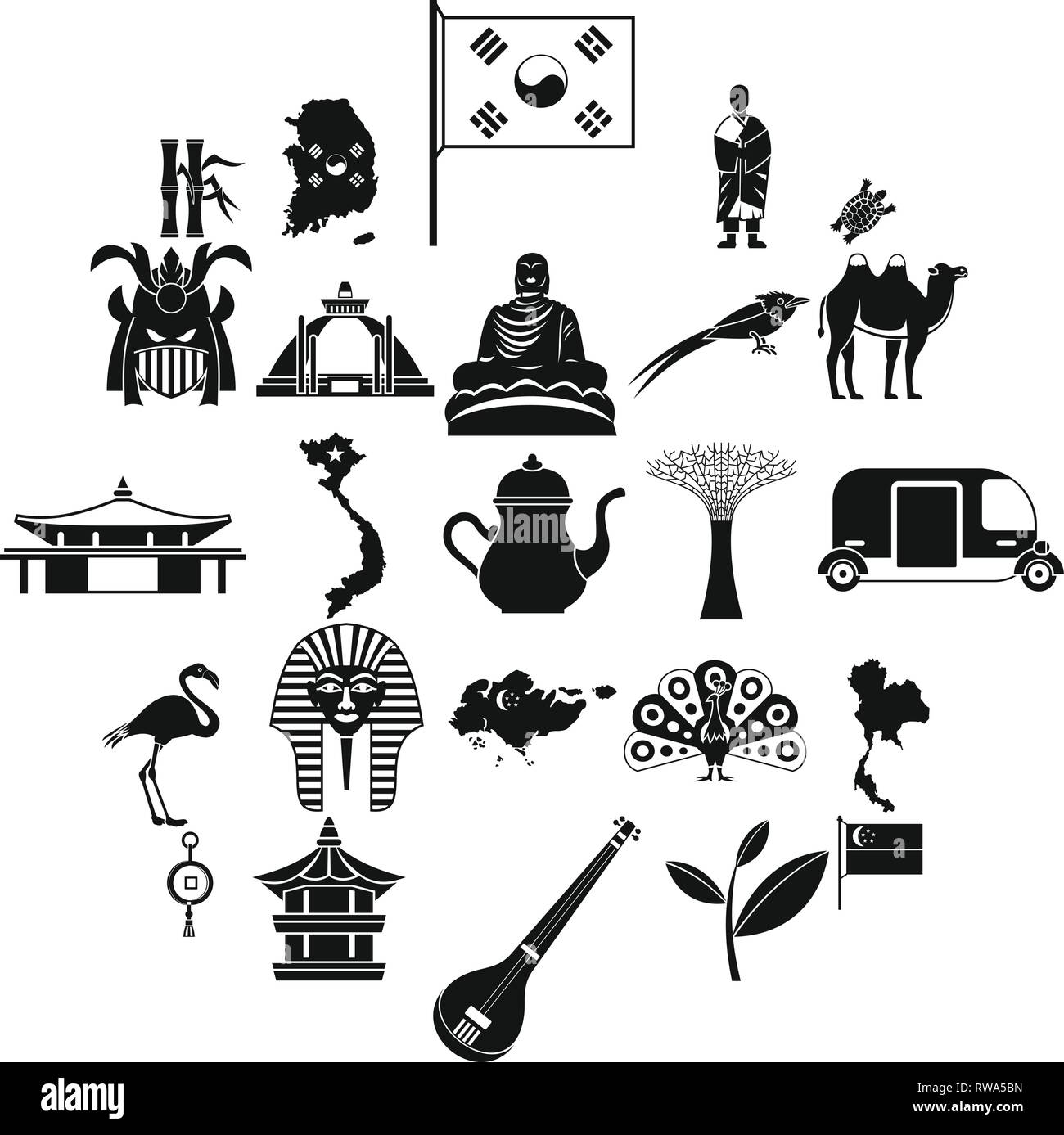 Spirit of Asia icons set, simple style Stock Vector Image & Art - Alamy