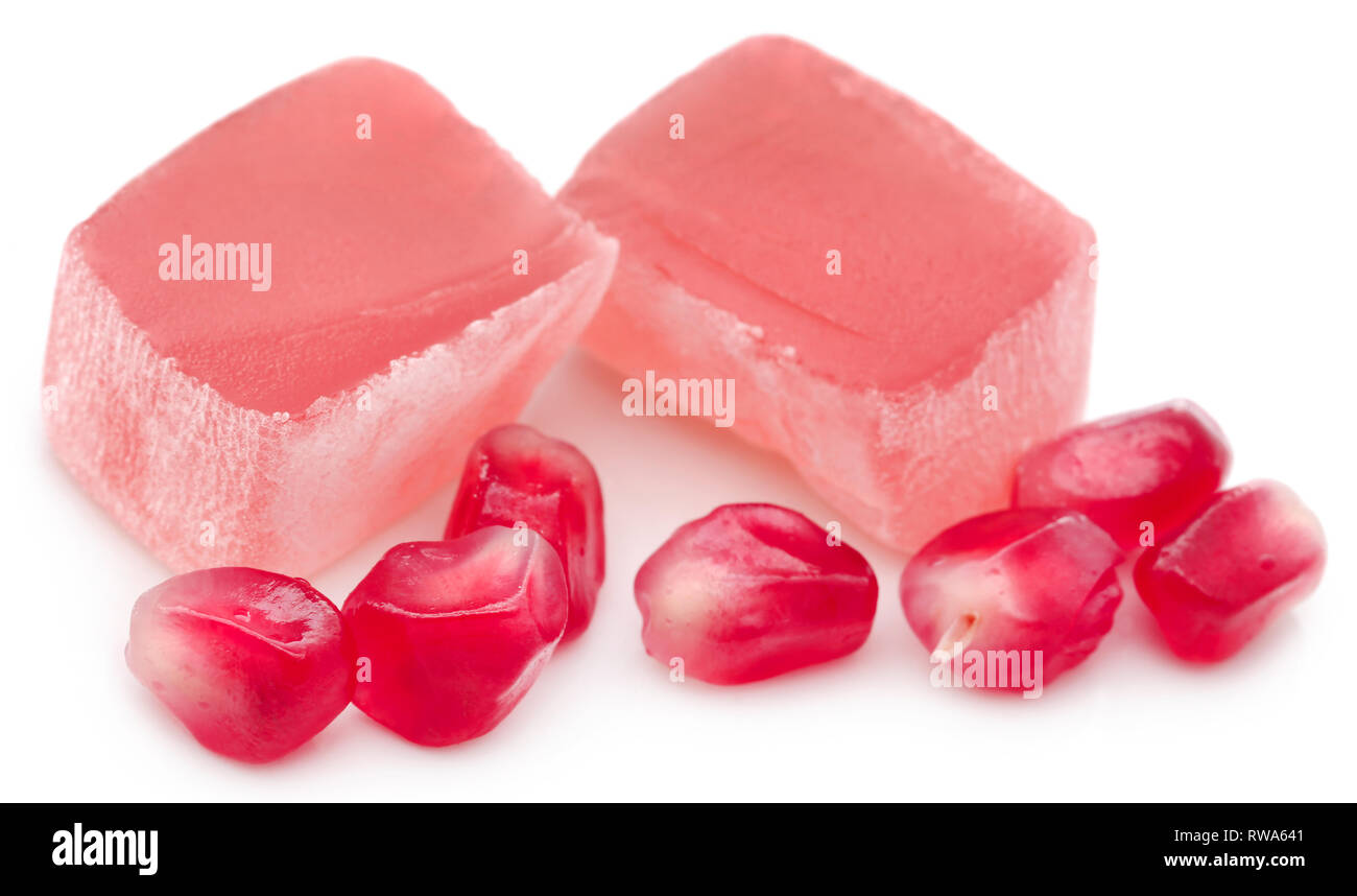 Popular Turkish delight of pomegranate flavor with fresh fruits Stock ...