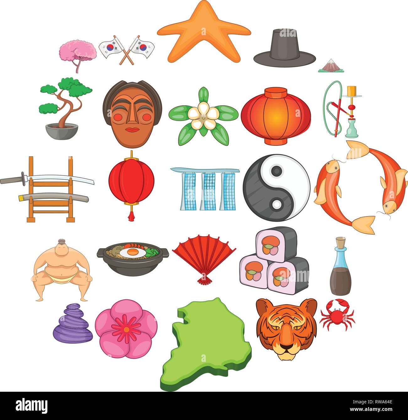 Sports of Japan icons set, cartoon style Stock Vector Image & Art - Alamy