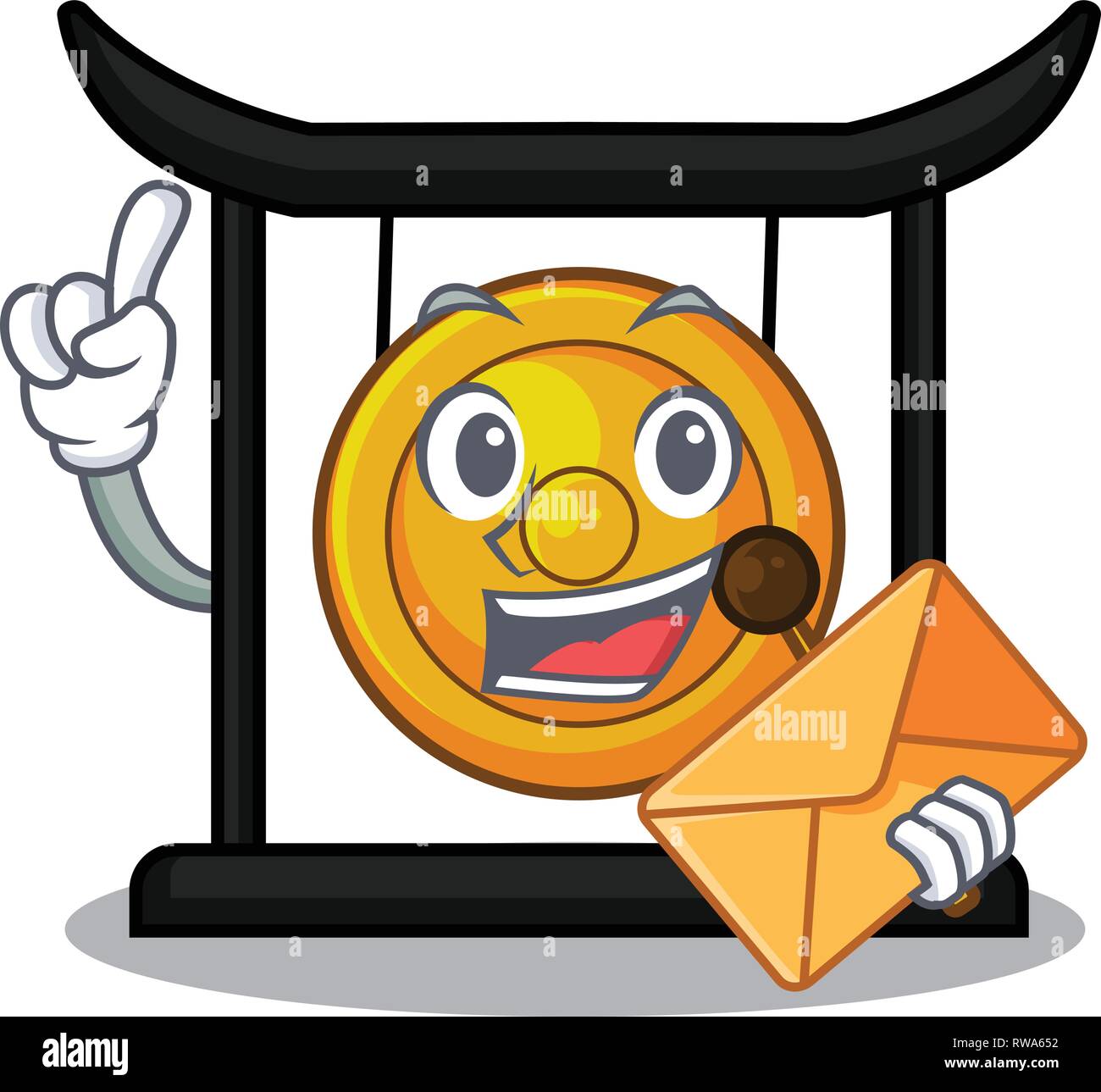 With envelope golden gong in the cartoon room Stock Vector Image & Art ...