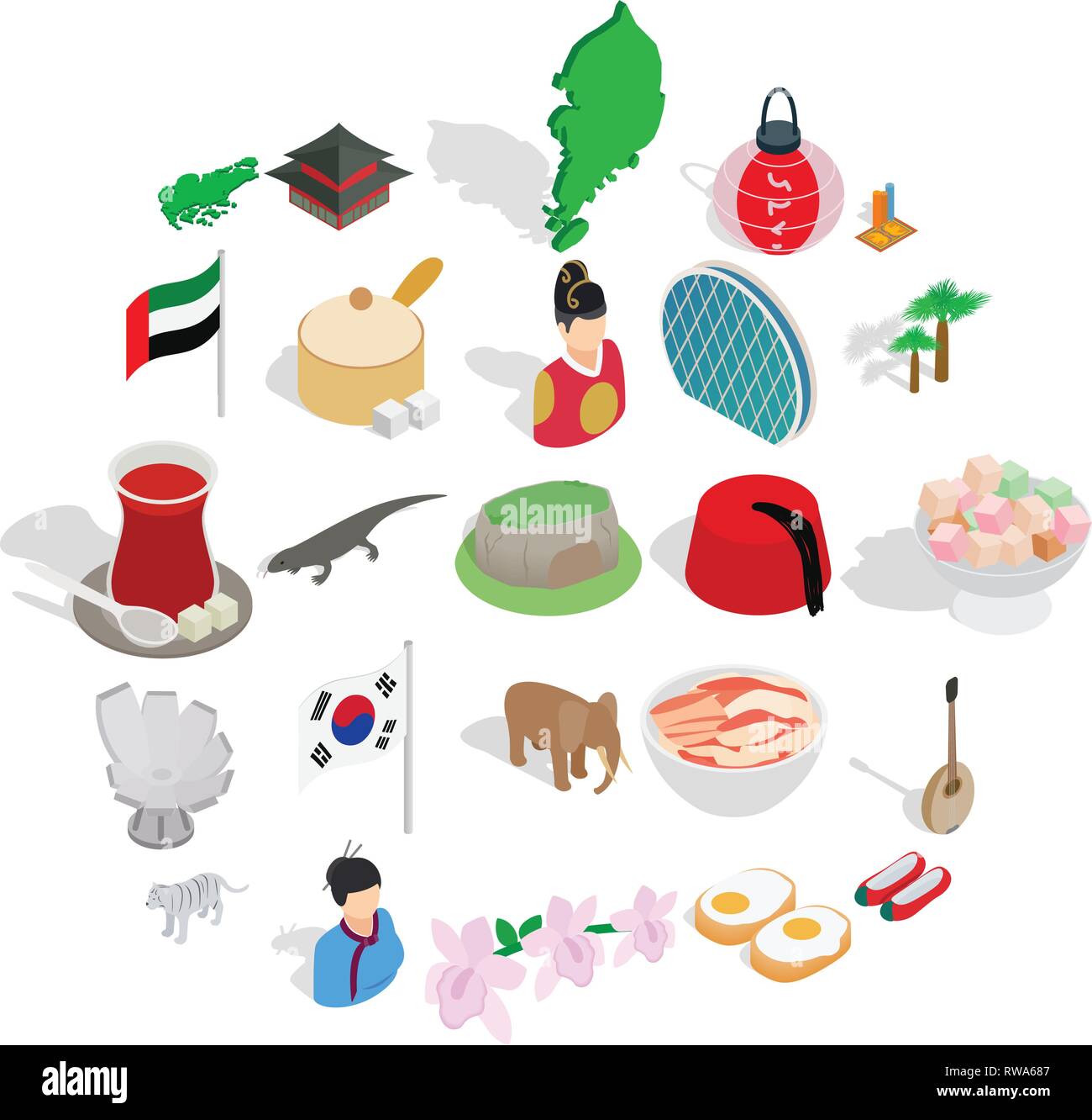 Spirit of Japan icons set, isometric style Stock Vector Image & Art - Alamy