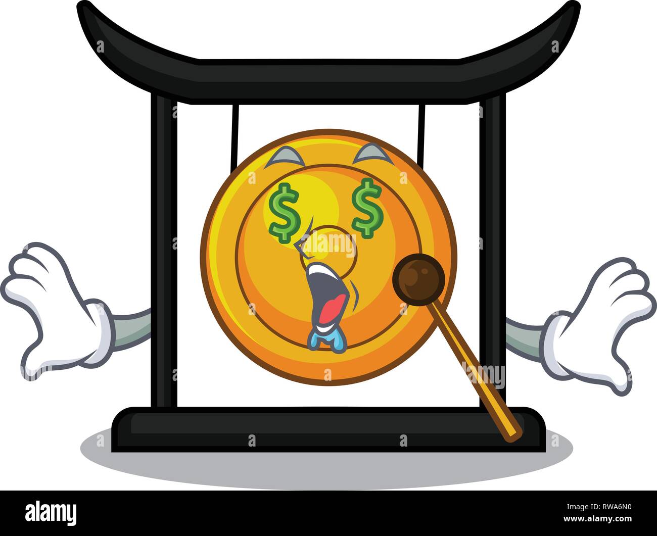 Money eye minuatur golden gong in cartoon shape Stock Vector Image ...