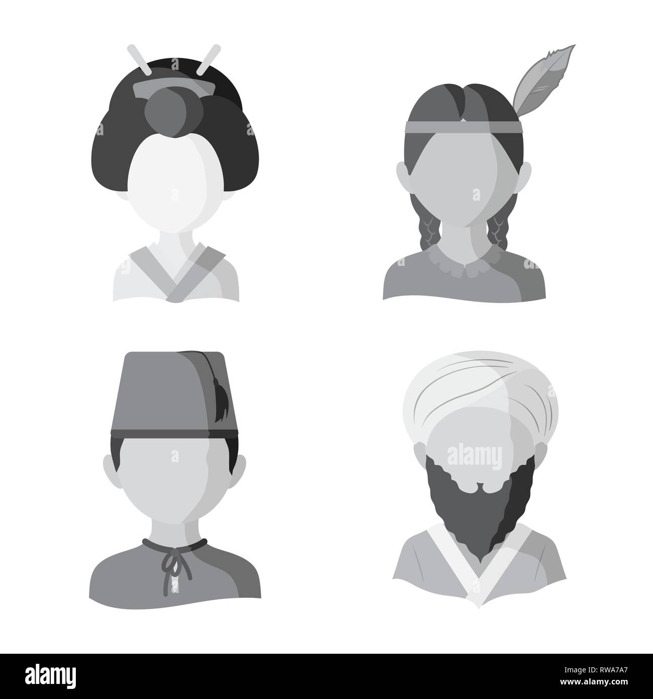 Isolated object of person and culture symbol. Collection of person and ...