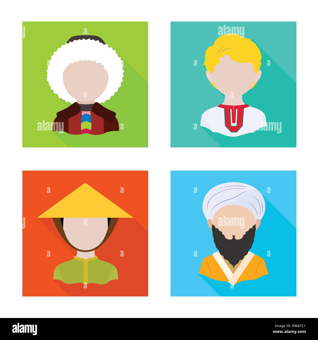 Isolated object of nation and race symbol. Set of nation and user stock ...