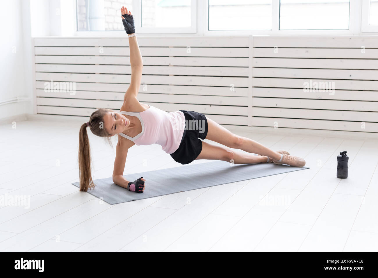 Healthy lifestyle, yoga, people and fitness concept - Woman workout ...