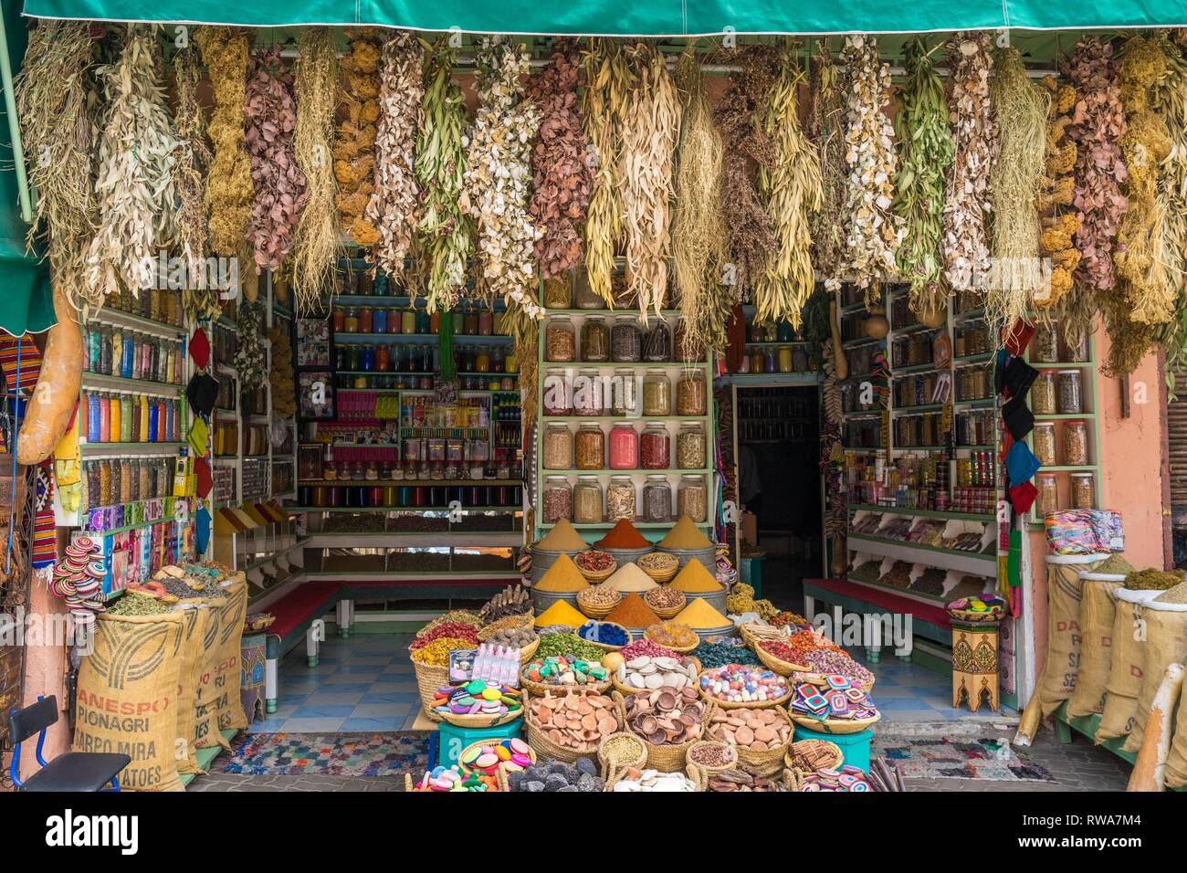 Herbs and spices at the Bazar, Marrakech, Morocco Stock Photo - Alamy